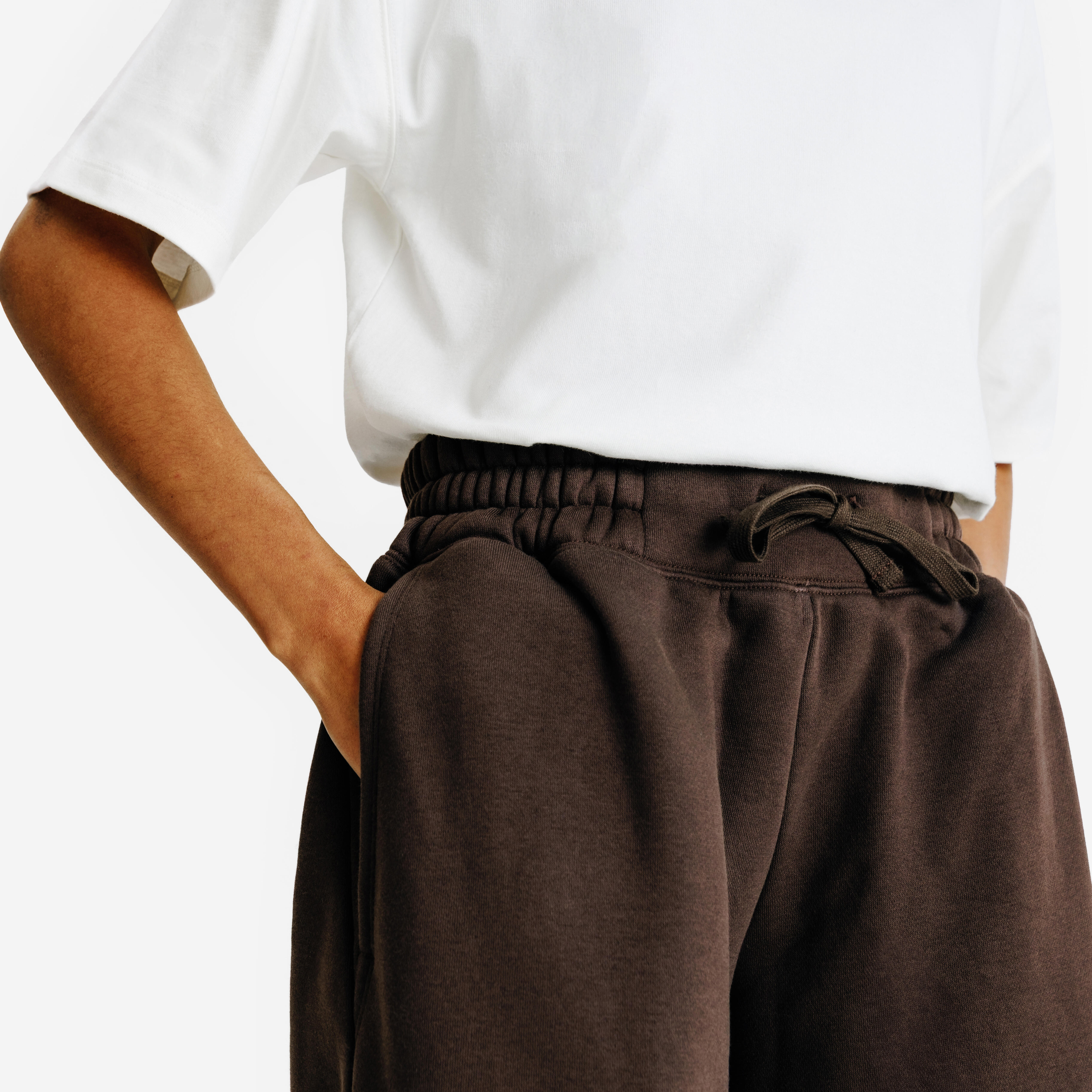 Women's Straight-Leg Jogging Bottoms Elementals Brown - Decathlon