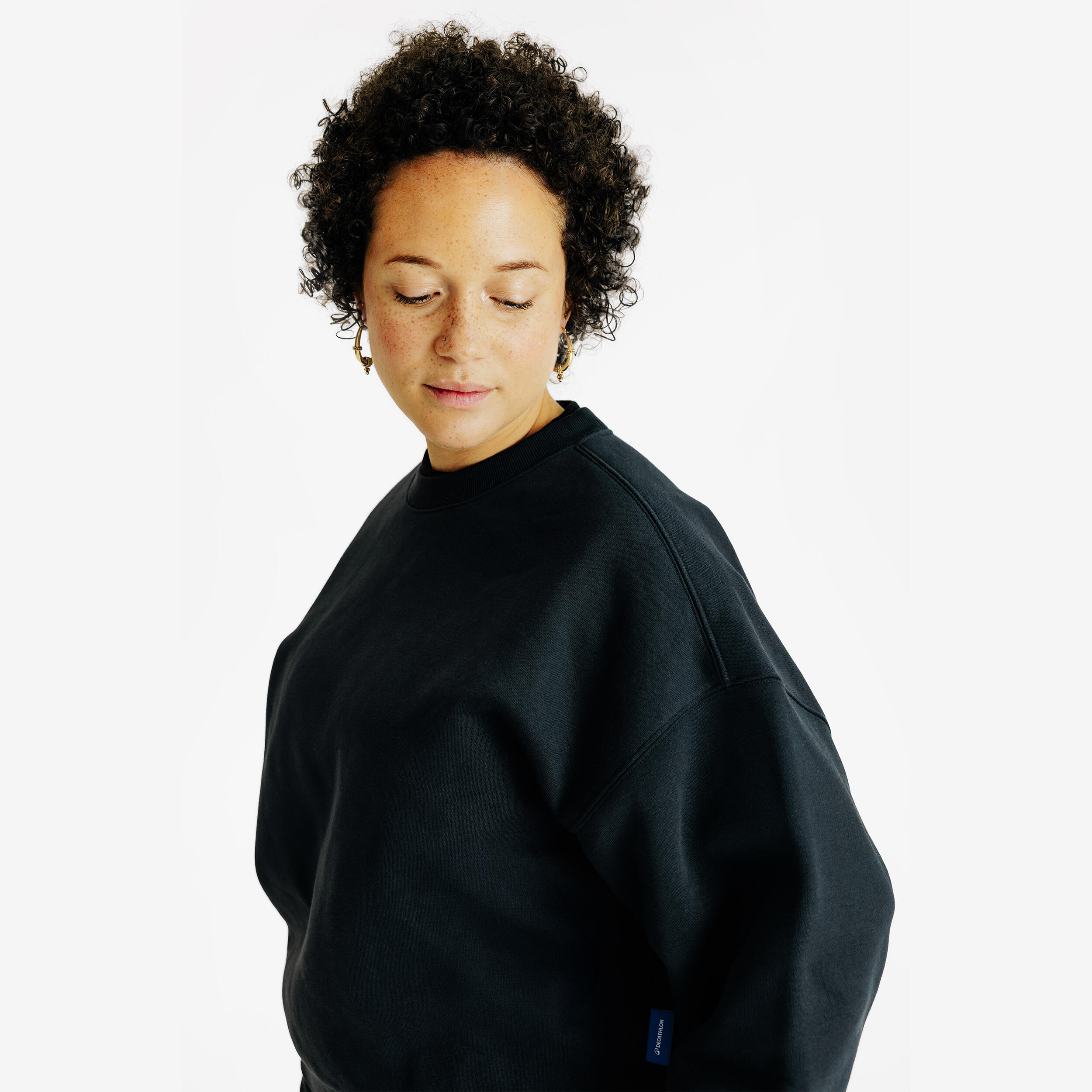 Women's Crew Neck Sweatshirt Black DECATHLON | Decathlon
