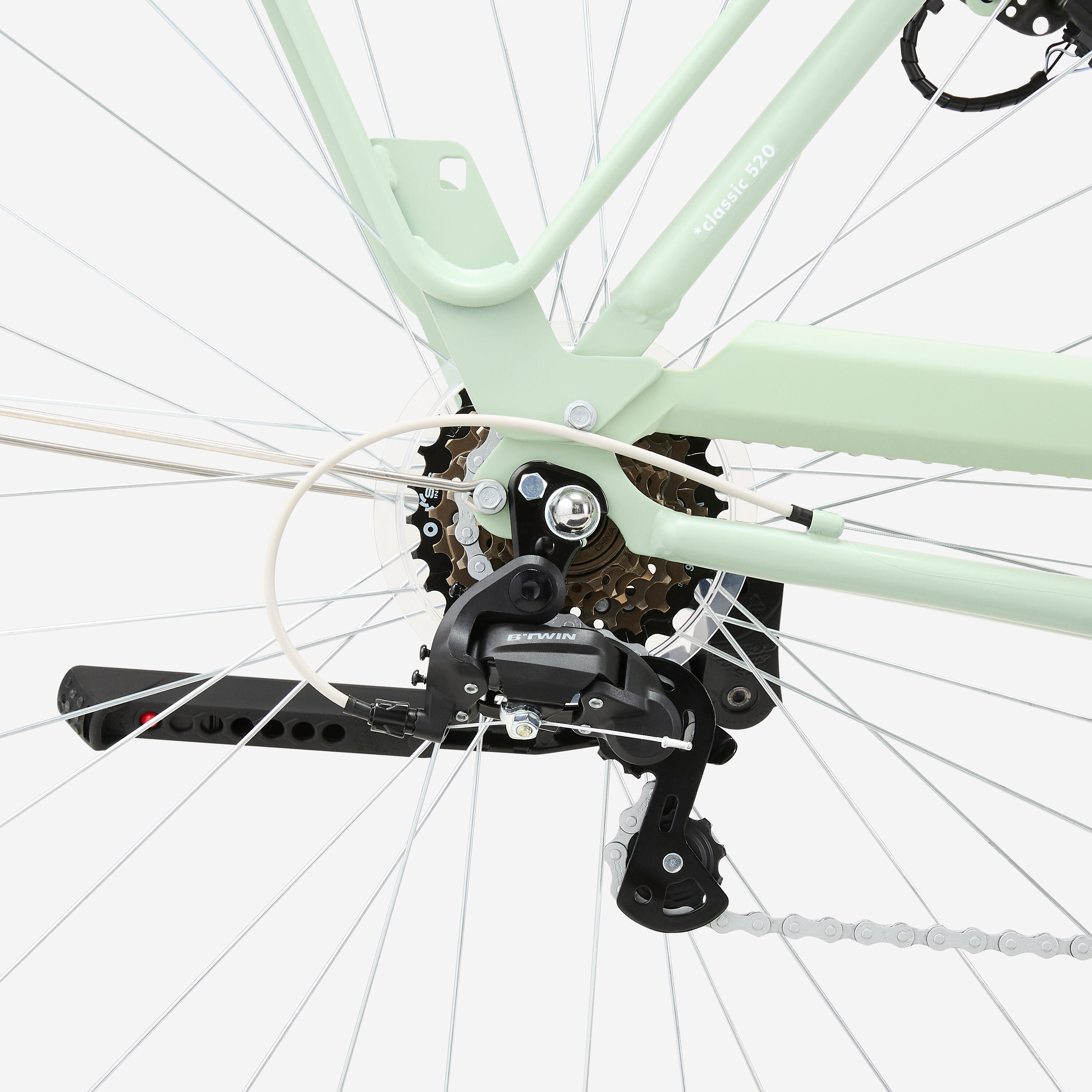 Stadsfiets 520 laag frame amandelgroen | Decathlon