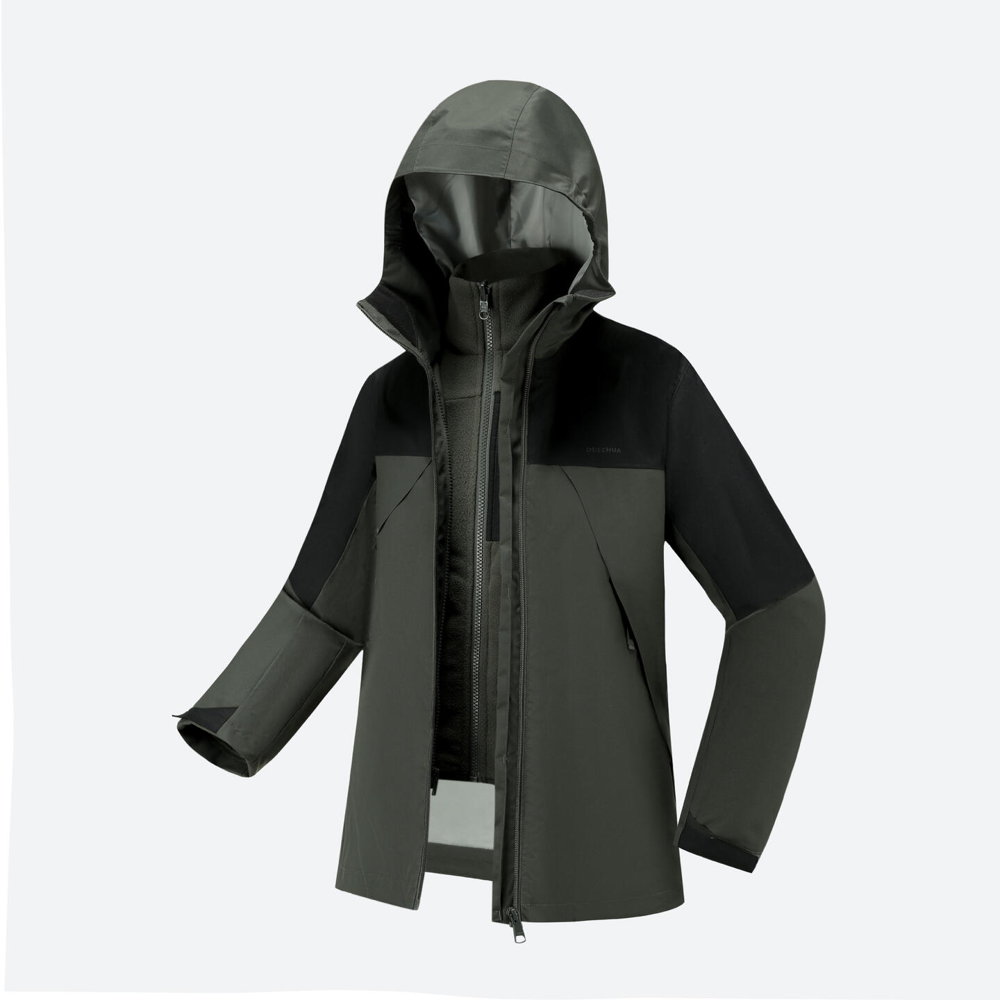 Junior 3 in 1 Winter Jacket SH500 Fleece - Green