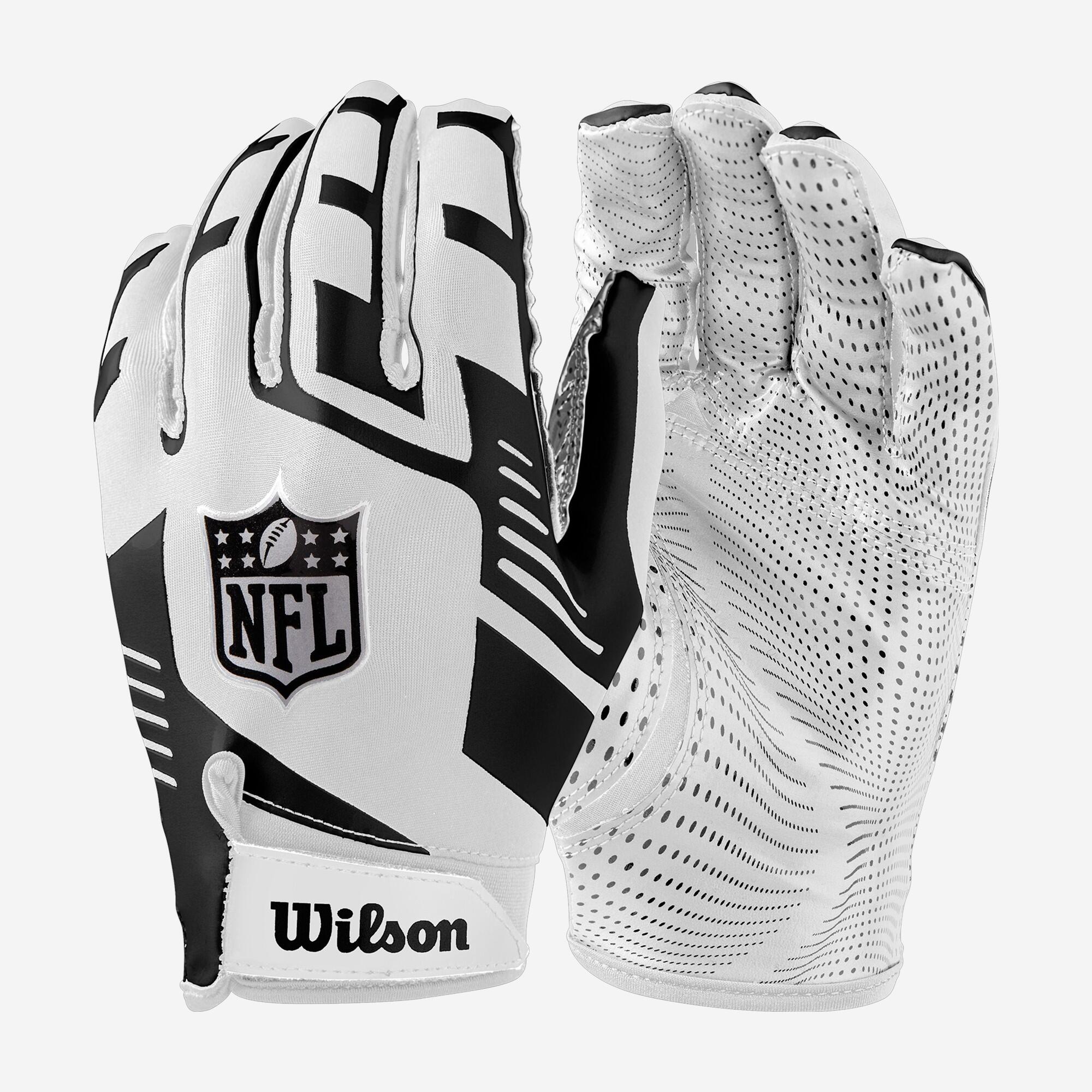 Adult American Football Gloves NFL Stretch - White & Black - Decathlon