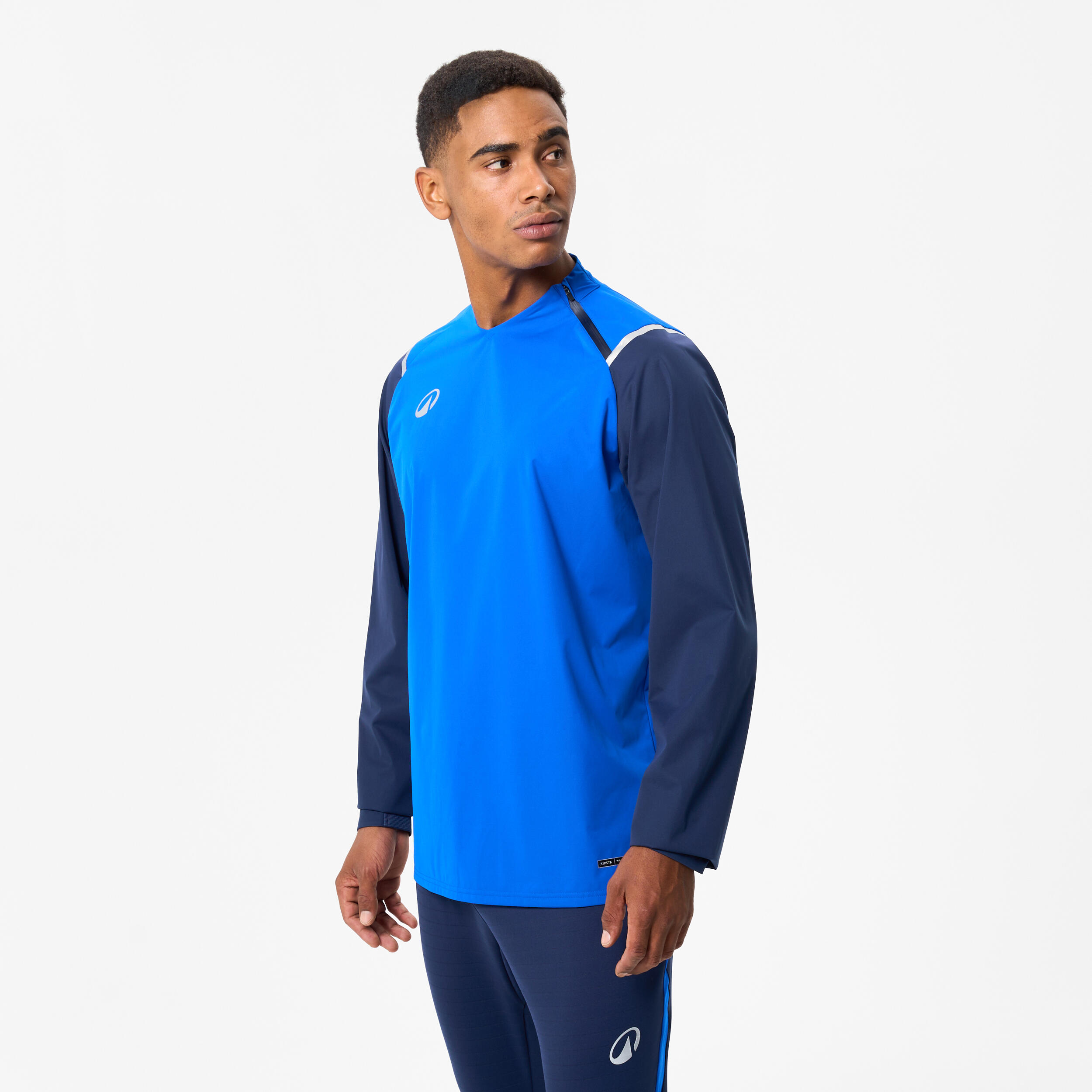 T500 Adult Waterproof Windproof Football Jacket - Blue - Decathlon