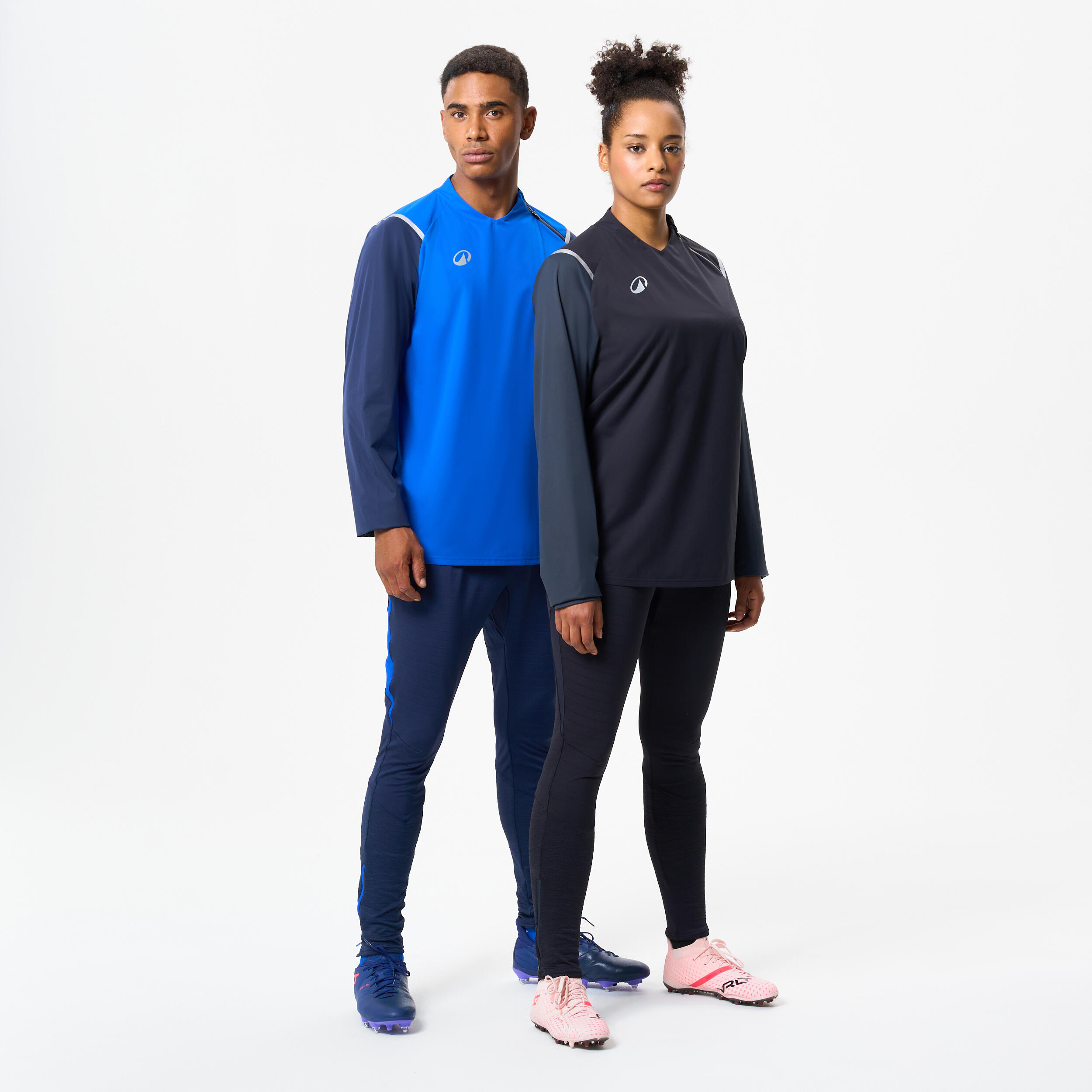 T500 Adult Waterproof Windproof Football Jacket - Blue - Decathlon