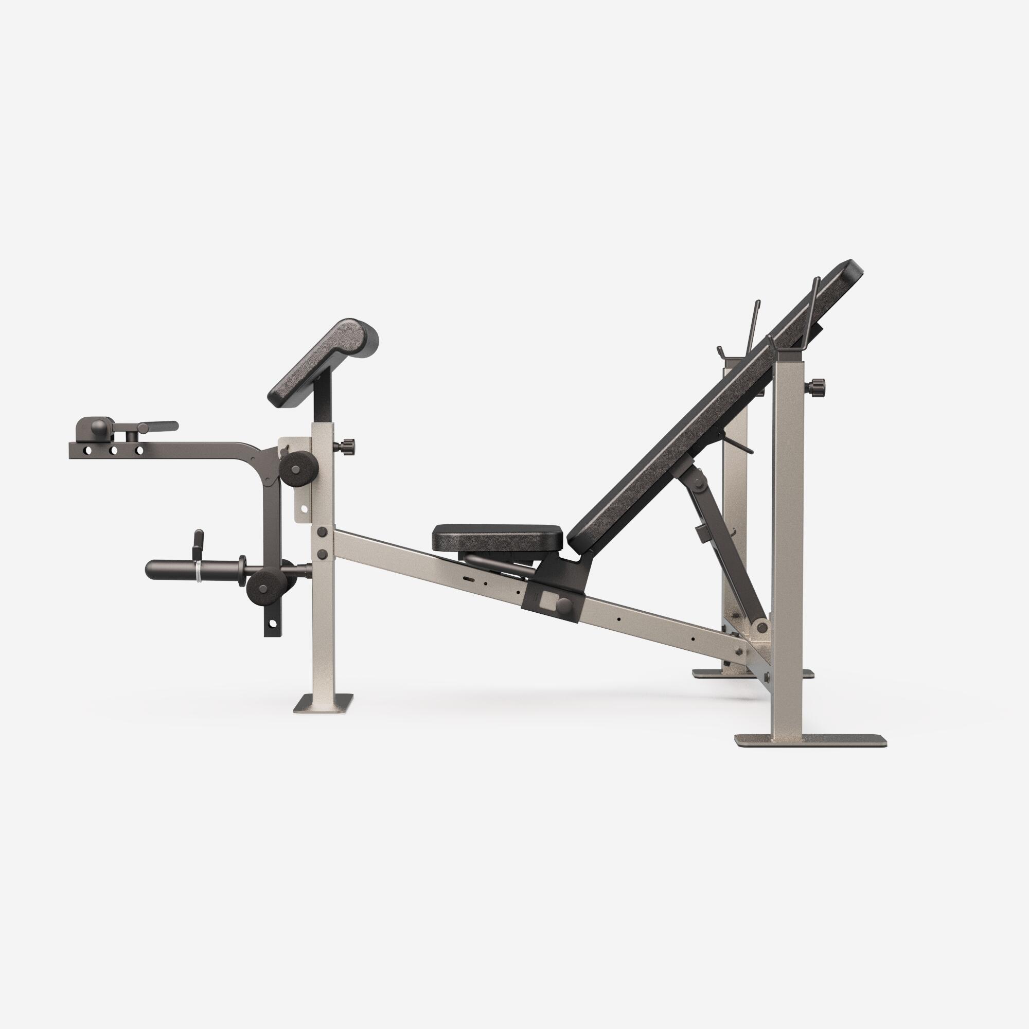 Weight Bench with Barbell Rack and Biceps and Leg Curl Station CORENGTH ...