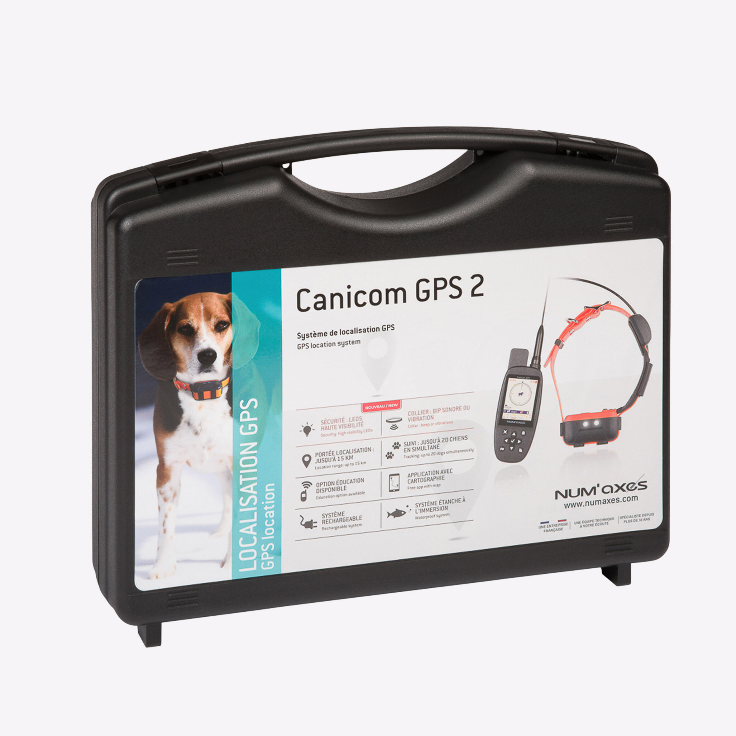 Pack collar + remote control tracking and training dogs Canicom GPS 2 ...