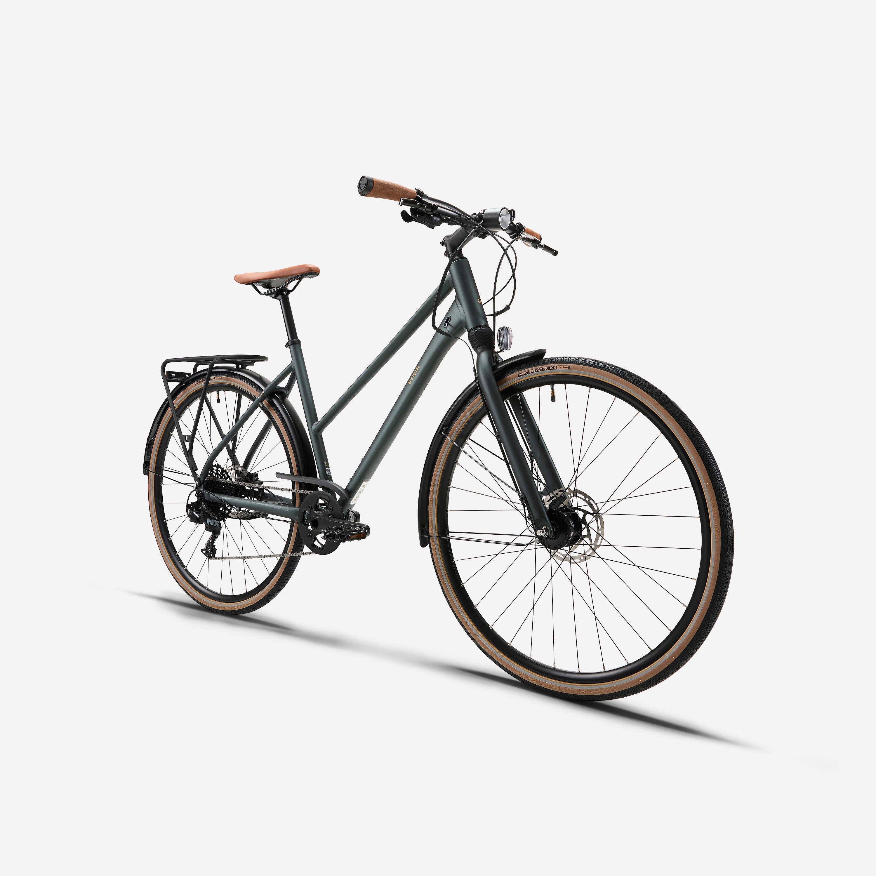 City Bike Long Distance 28 Zoll Elops LD900 LF Damen dunkelgrün - Decathlon