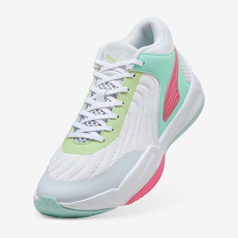 PUMA - Ghete de baschet PUMA Court Pro Alb-Verde-Roz Adulți | Decathlon