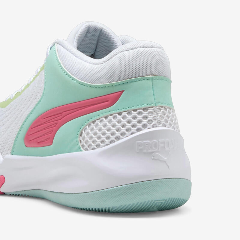 PUMA - Ghete de baschet PUMA Court Pro Alb-Verde-Roz Adulți | Decathlon
