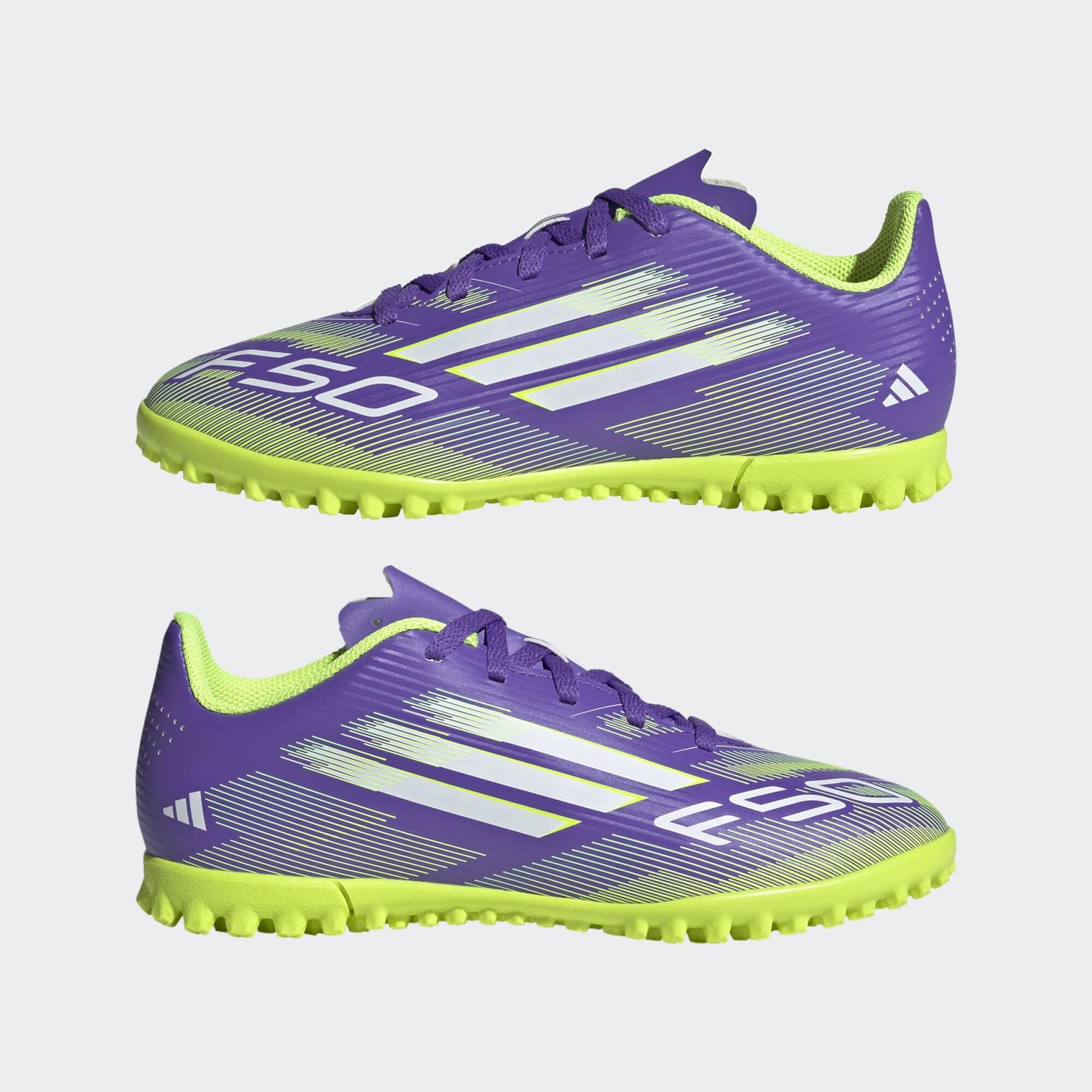 ADIDAS F50 TF detské turfy fialovo-zelené - Decathlon