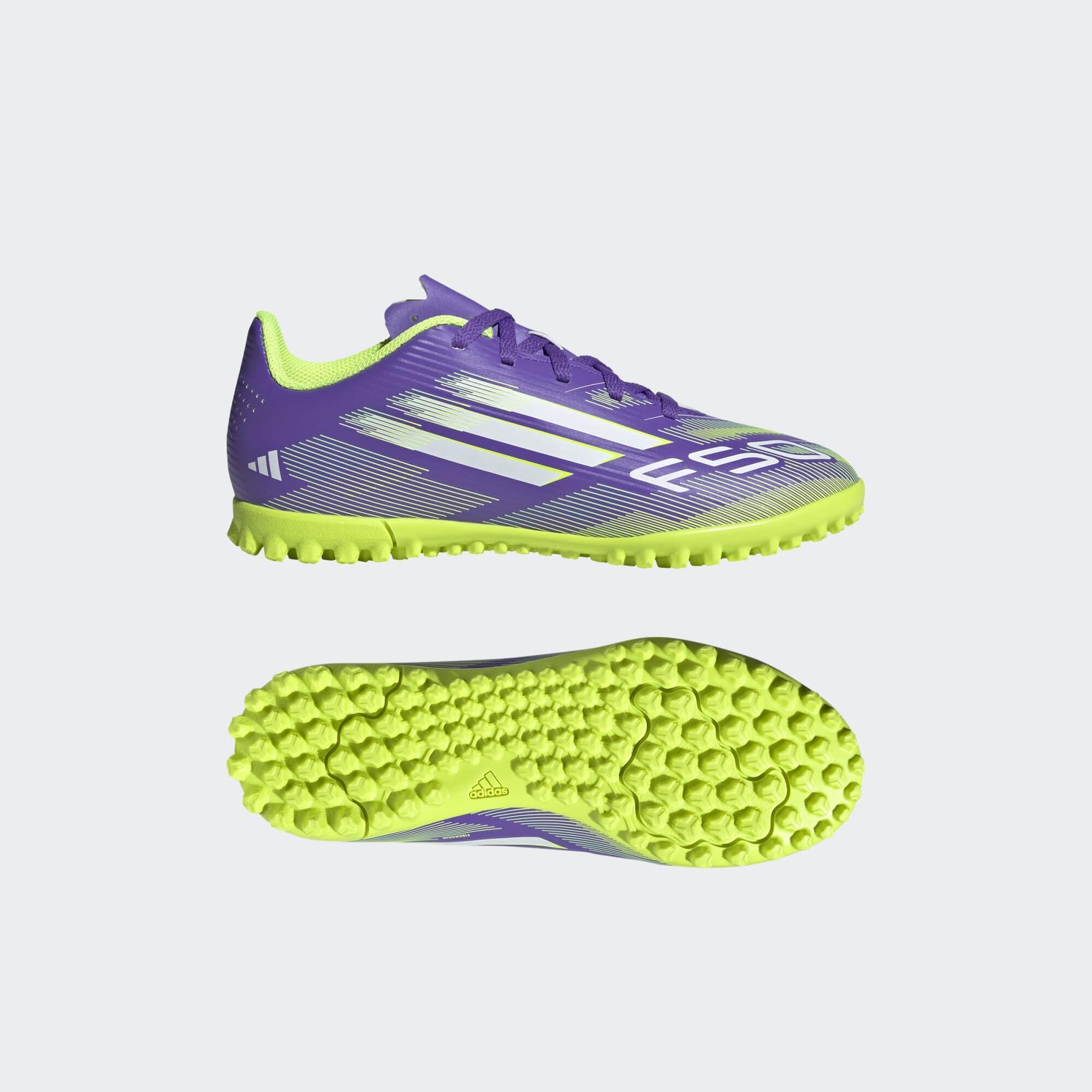 ADIDAS F50 TF detské turfy fialovo-zelené - Decathlon