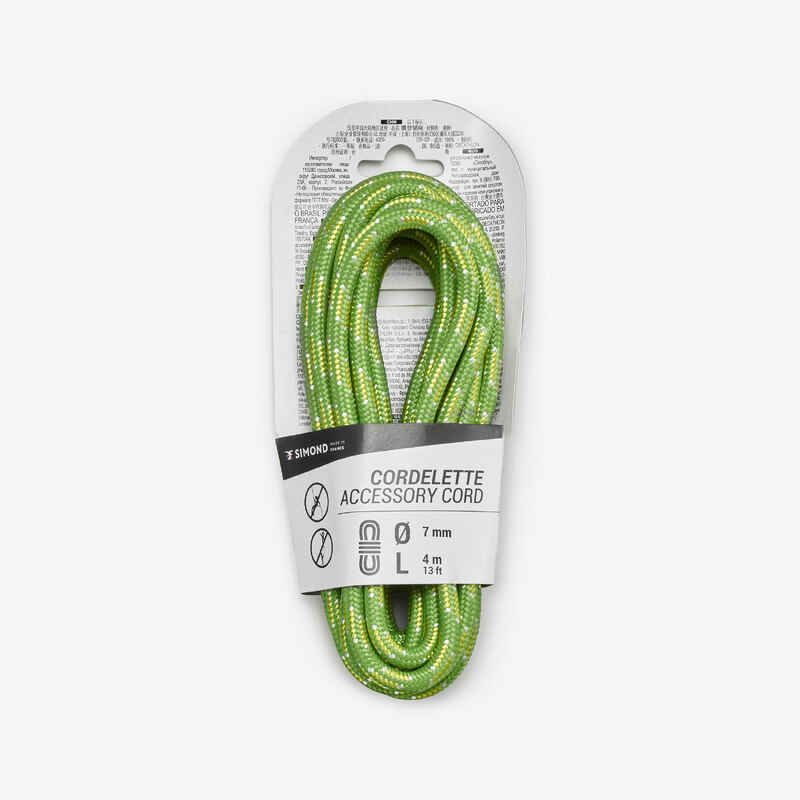 Climbing and Mountaineering Cordelette 7 mm x 4 m - Green - Decathlon