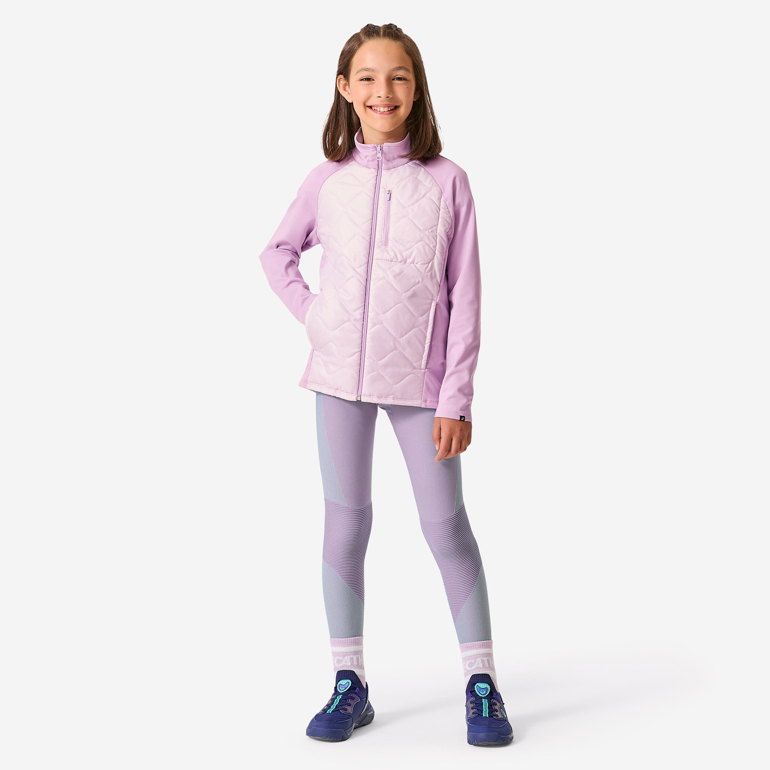 Vaikiška plona ir tampri demisezoninė striukė, violetinė - „Decathlon“