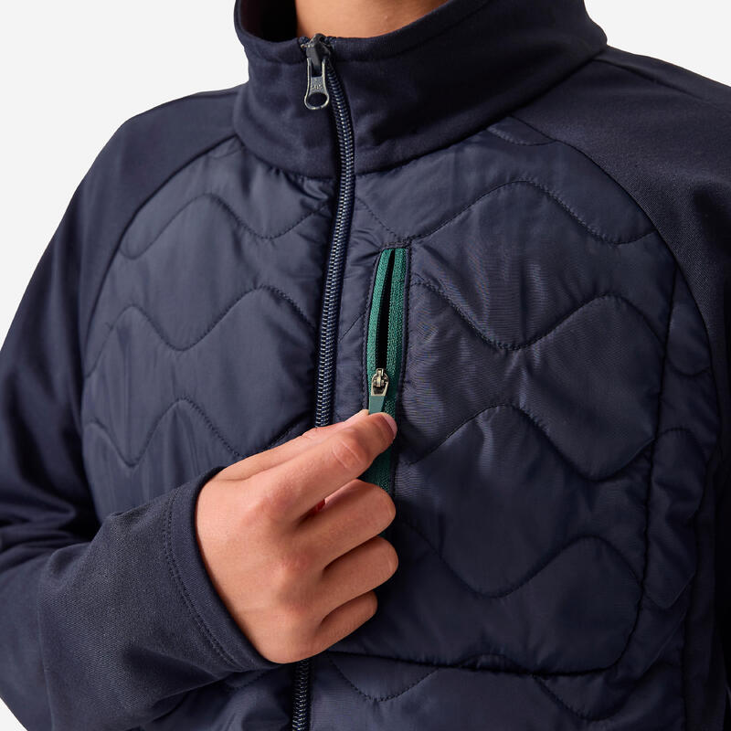Dünne und dehnbare Hybridjacke für Kinder, blau und grün | | Decathlon.ch