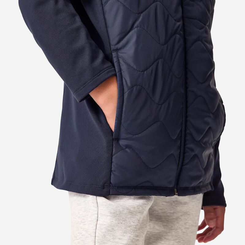 Dünne und dehnbare Hybridjacke für Kinder, blau und grün | | Decathlon.ch
