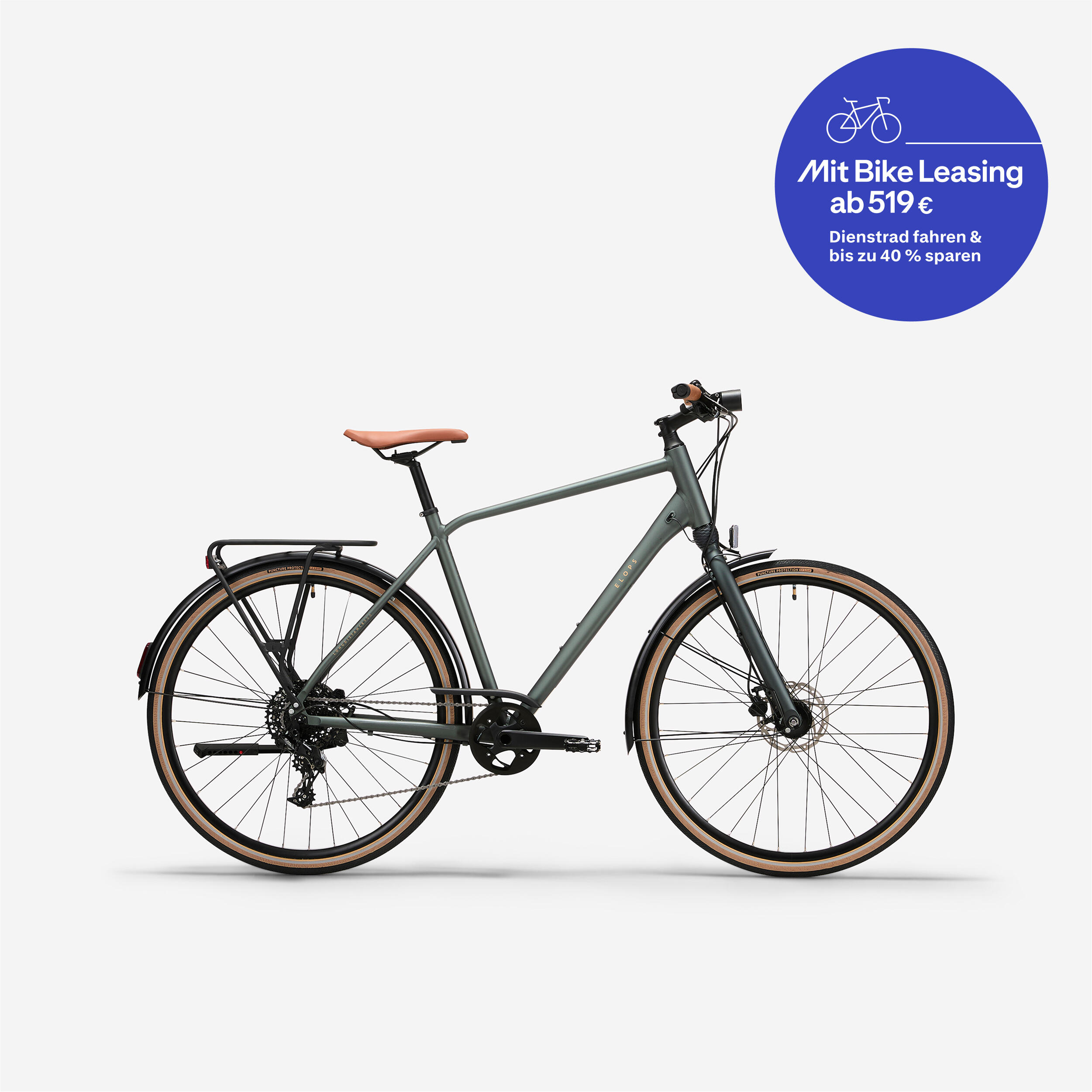 City Bike Long Distance 28 Zoll Elops LD900 HF Herren dunkelgrün ...