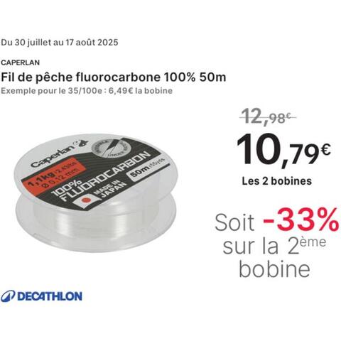 FIL DE PÊCHE FLUOROCARBONE 100% 50M CAPERLAN | Decathlon