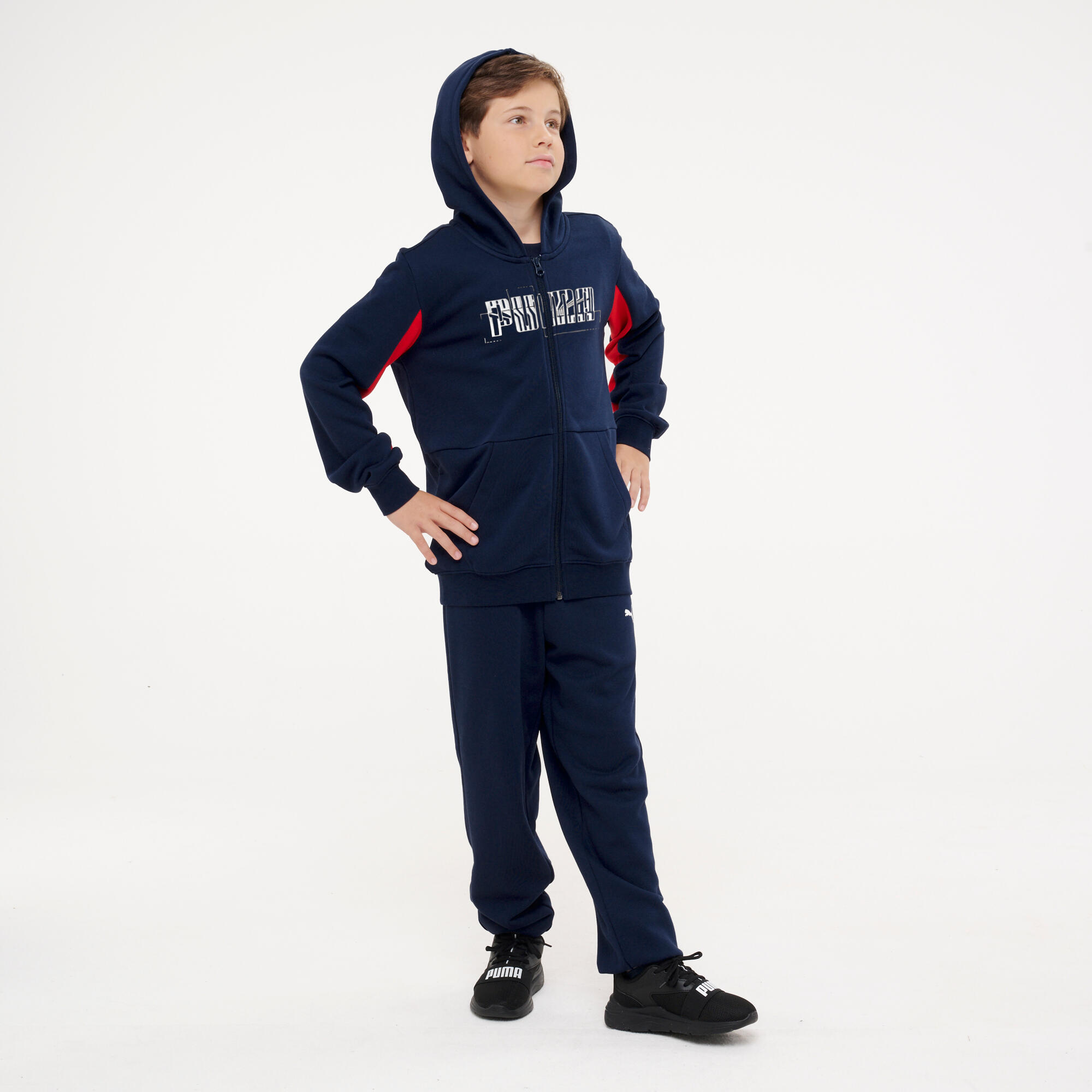Kids' Zip-Up Tracksuit Outfit - Blue/Red PUMA | Decathlon