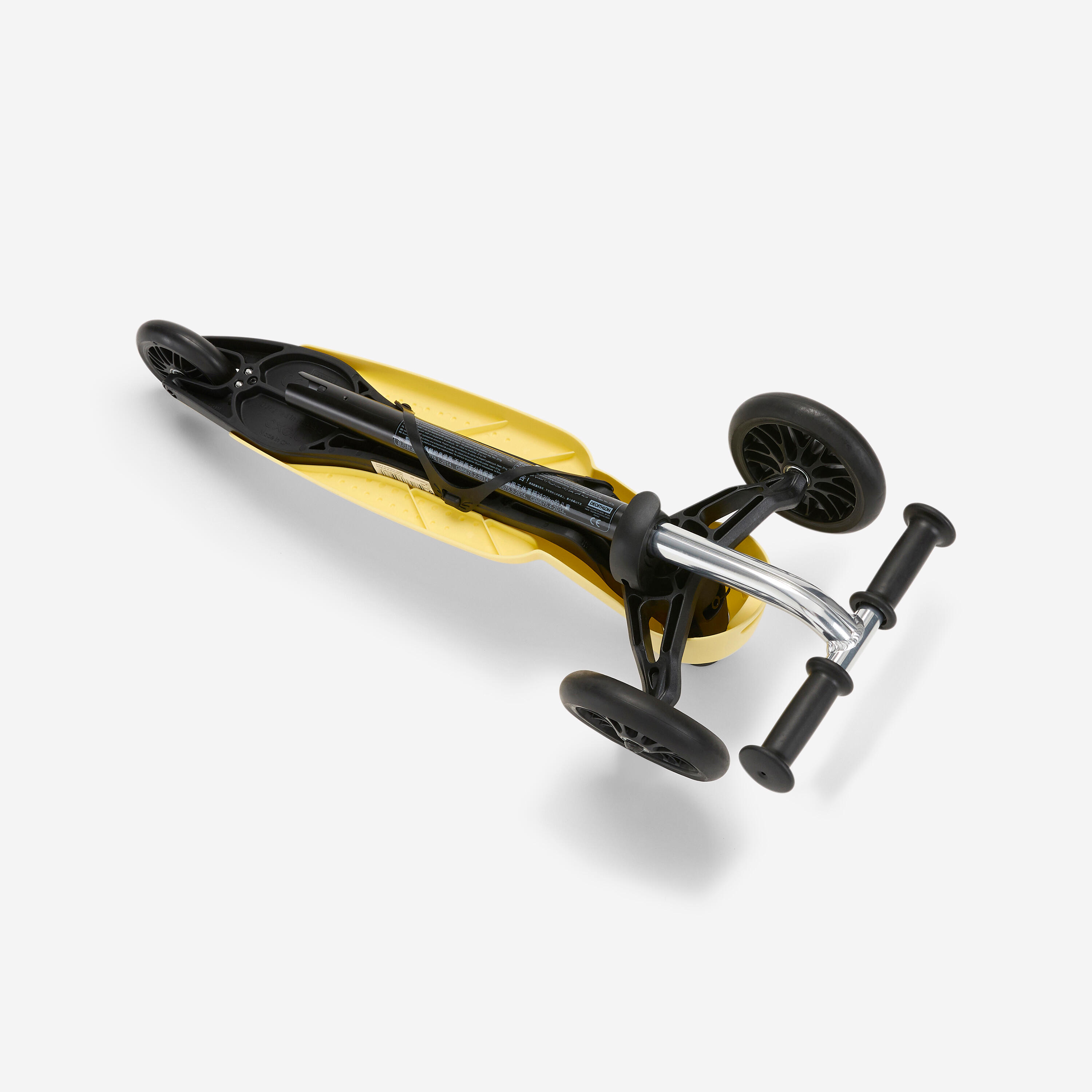 Kids' 3-Wheeled Scooter - Btwin B100 - Smoked black, Luminous yellow ...