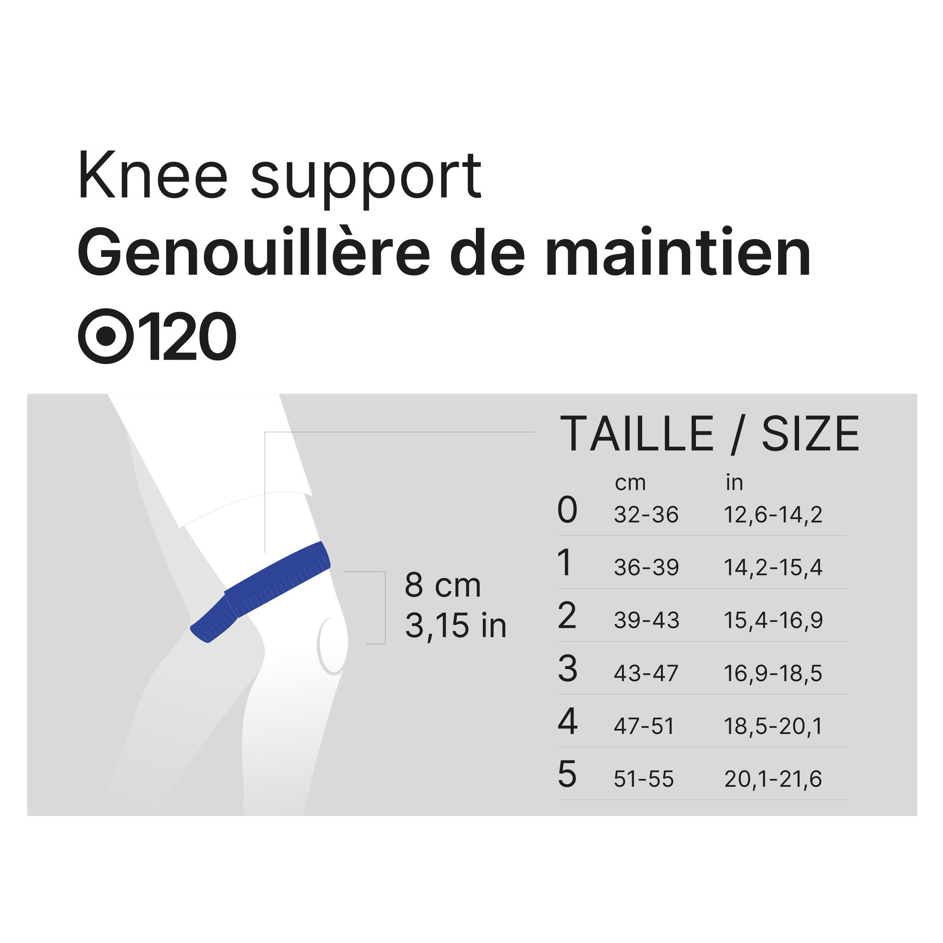 Right or left knee support with side reinforcements