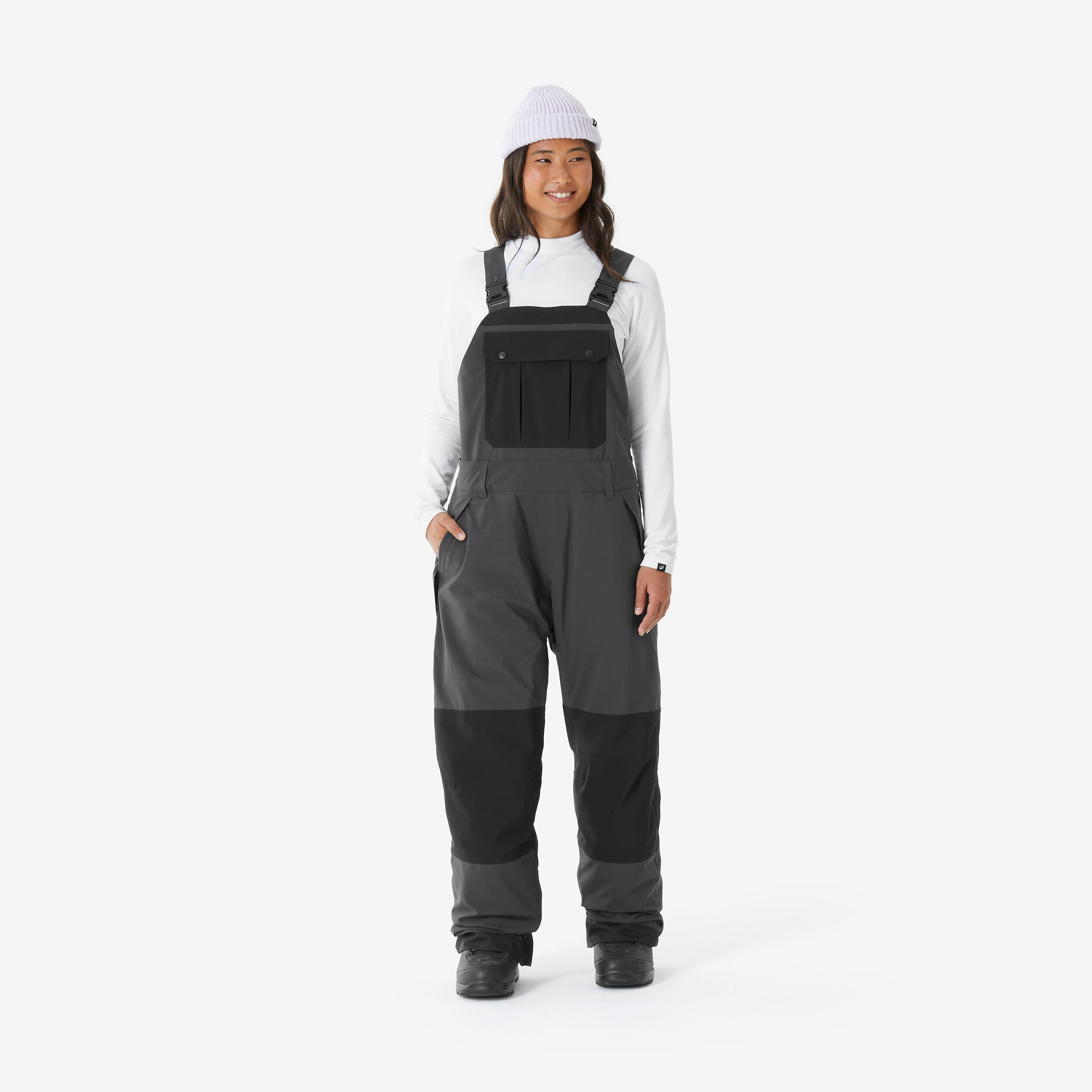 Adults’ snowboarding wide waterproof overalls, SNB 500 - Grey | Decathlon