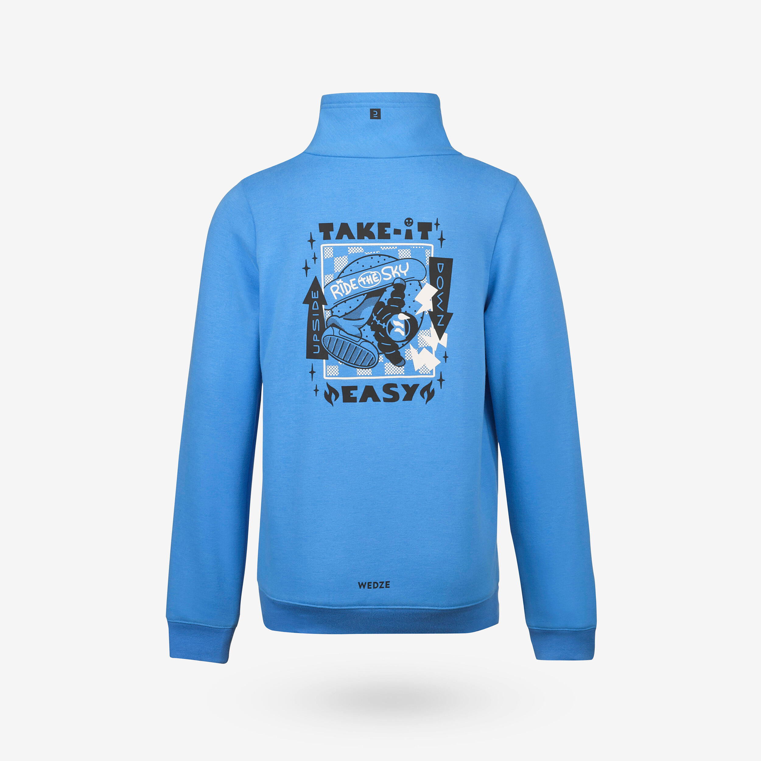 Kids’ ski and snowboard sweatshirt, 100 - Blue - Decathlon