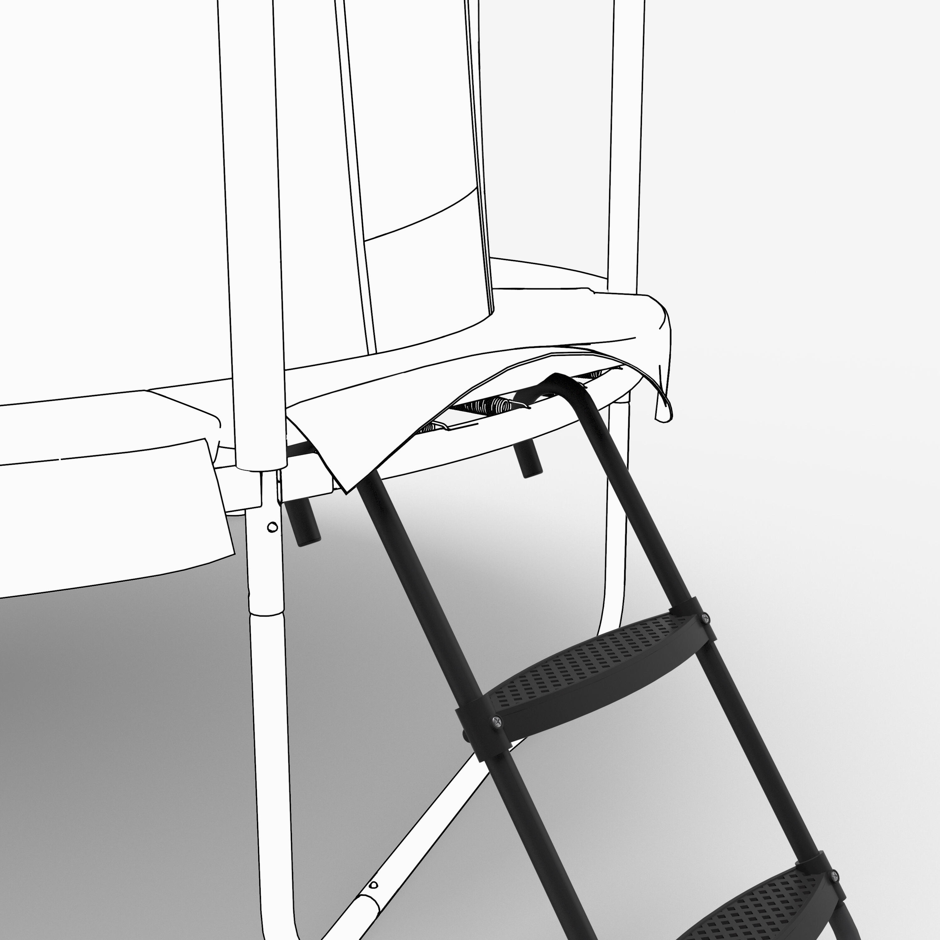 2-Step Ladder for 240 & 300 Trampolines - Black - Decathlon