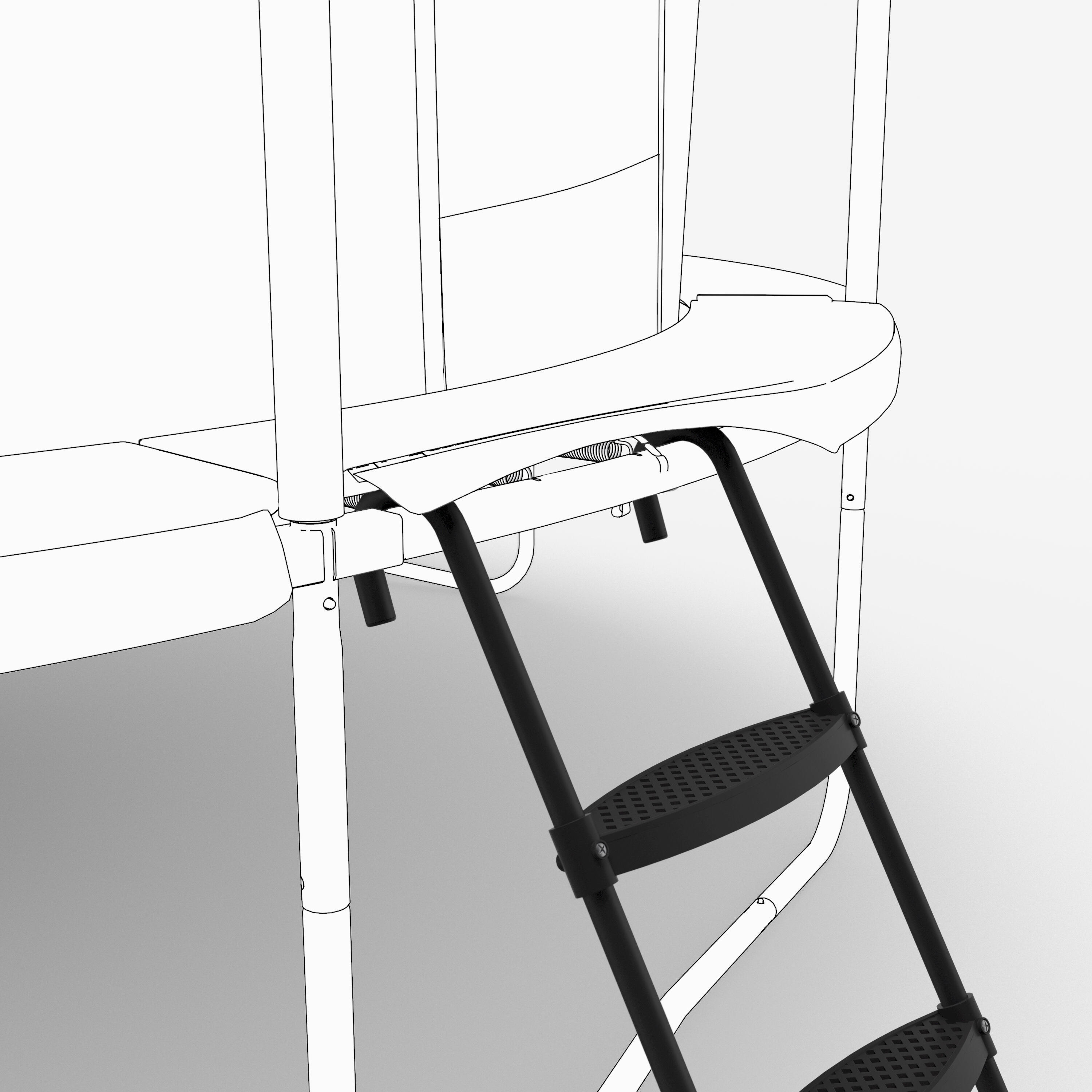 3-Step Ladder for 365/420/520 Trampolines - Black - Decathlon