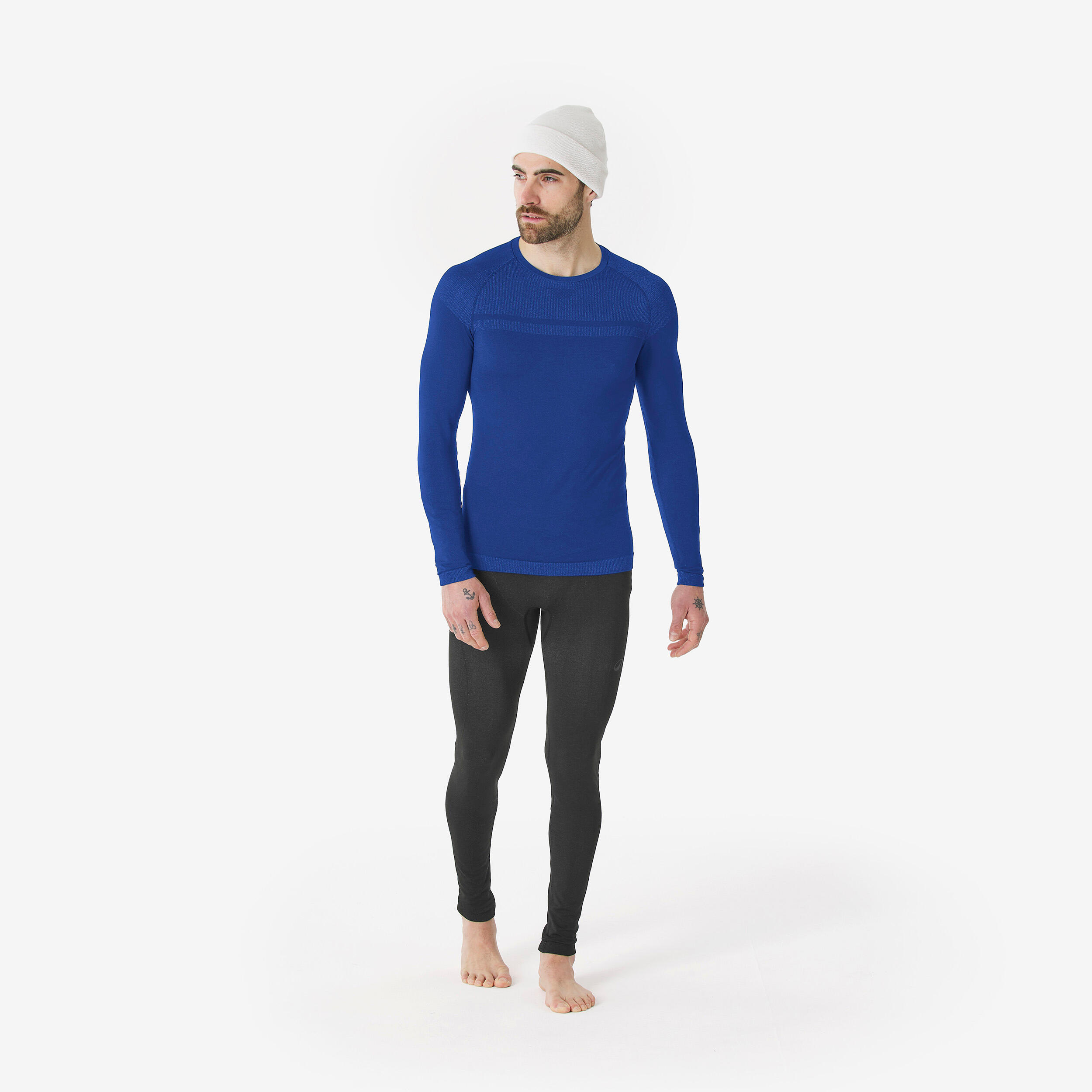 Men’s Warm, Breathable Seamless Ski Base Layer BL 500 - Blue WEDZE ...