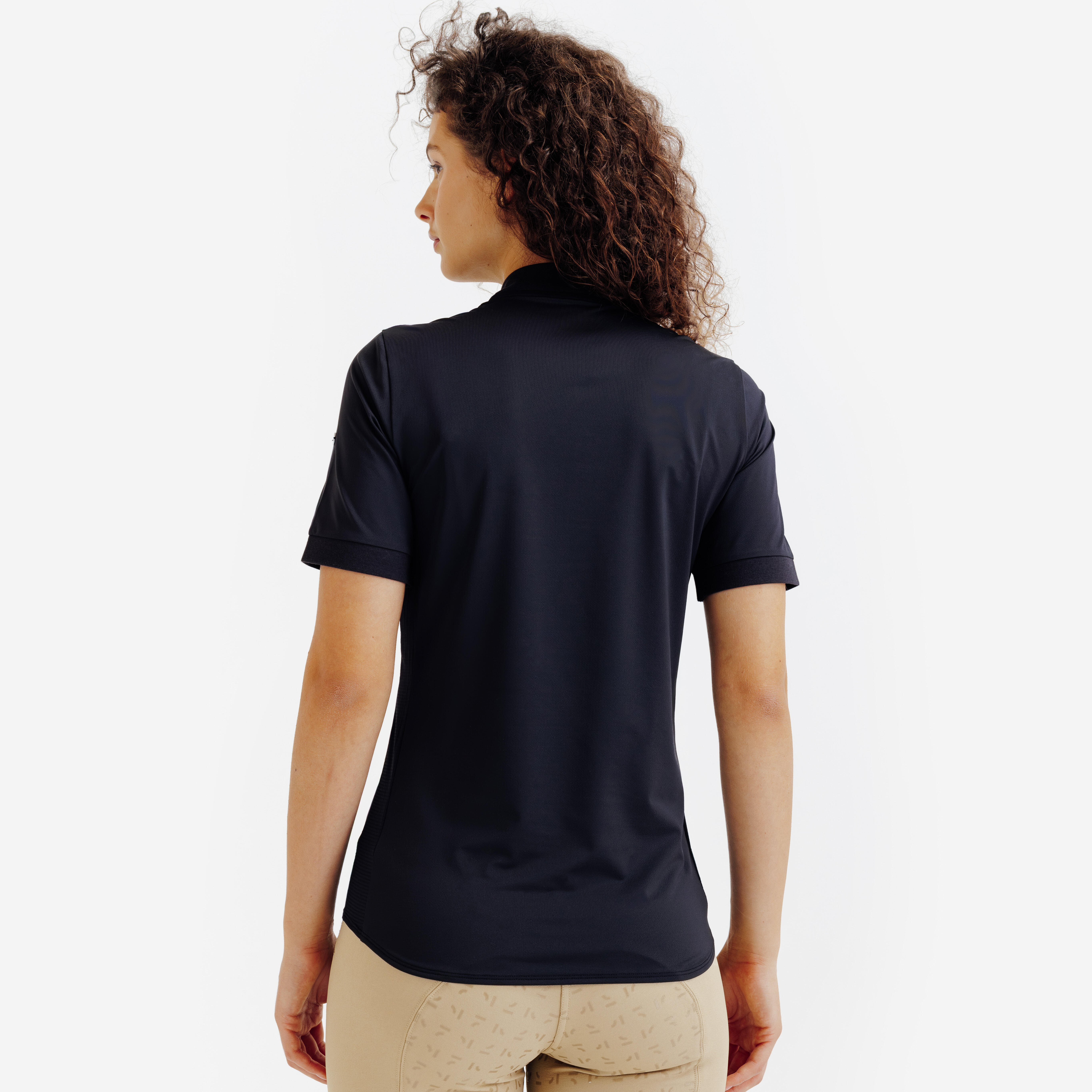 Women's Horse Riding Short-Sleeved Heritage Polo Shirt - Black - Decathlon