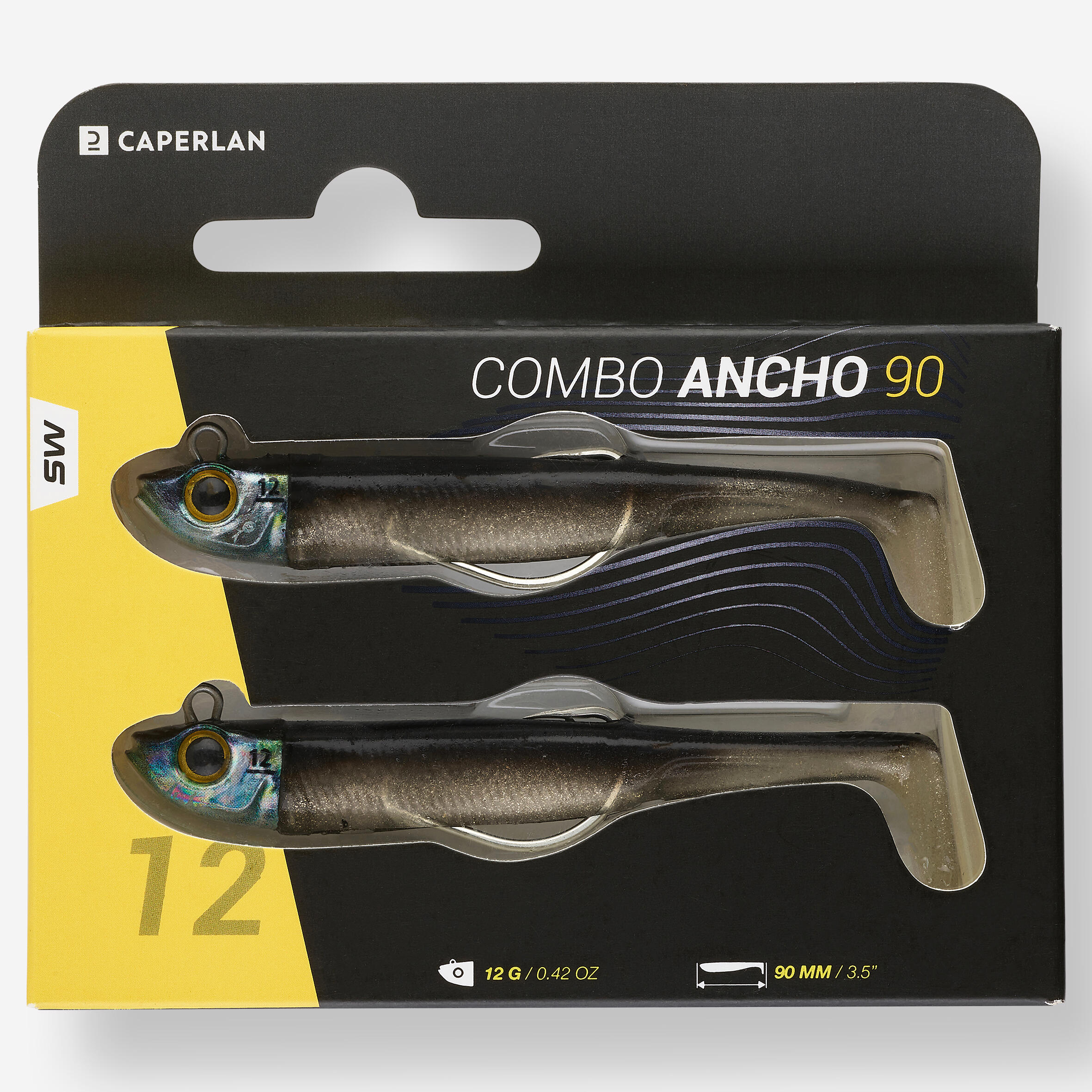 Mīkstais māneklis makšķerēšanai jūrā “Ancho Combo 90”, 12 g, melnbalts ...