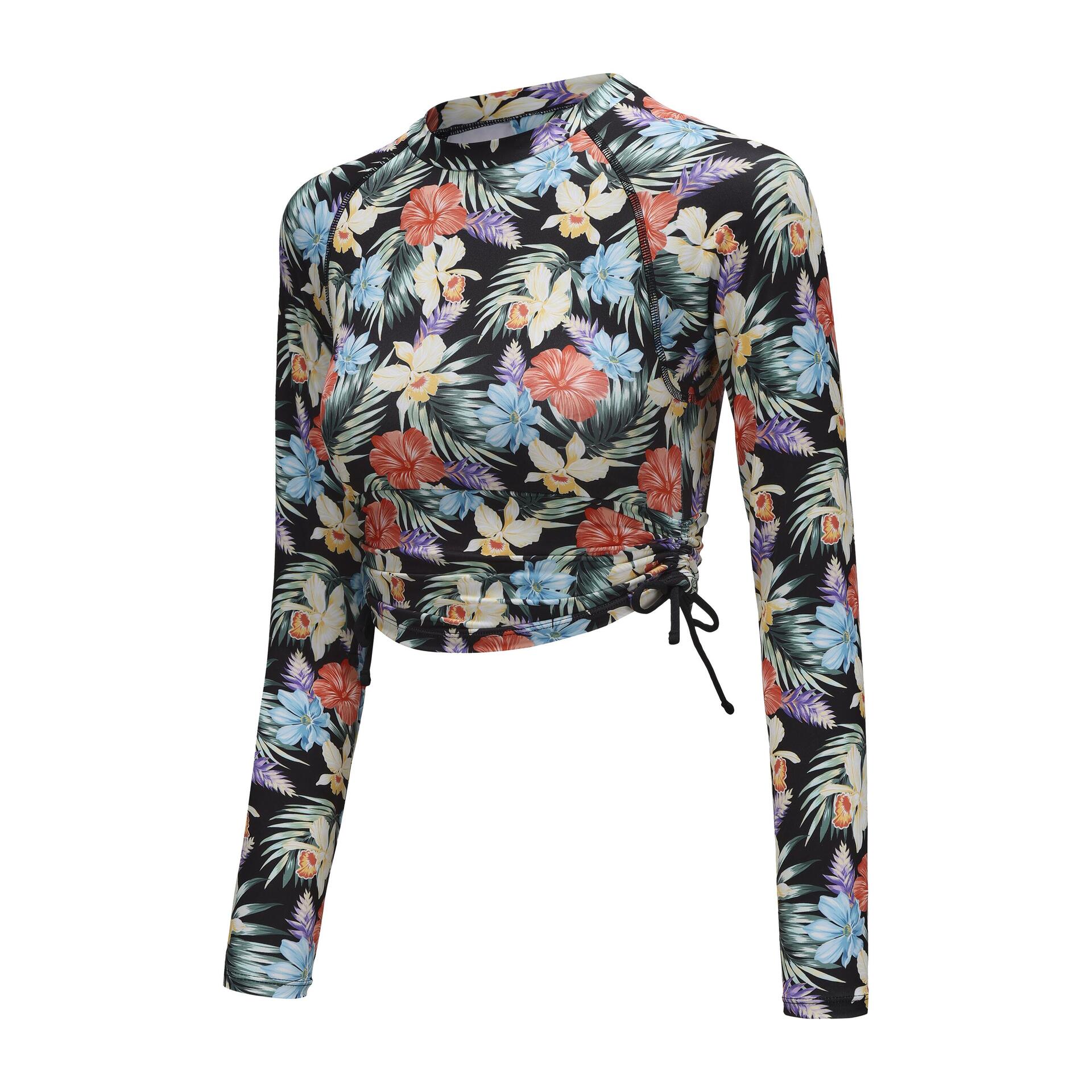 Women's long sleeve uv-protection surfing top 100 sunny TROPIC BLACK