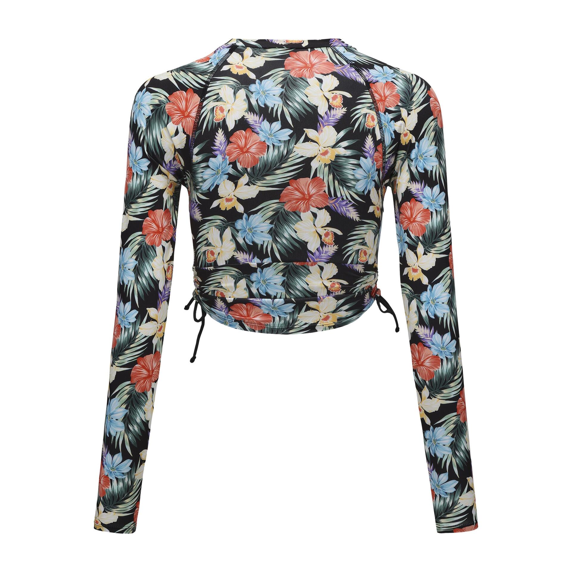 Women's long sleeve uv-protection surfing top 100 sunny TROPIC BLACK
