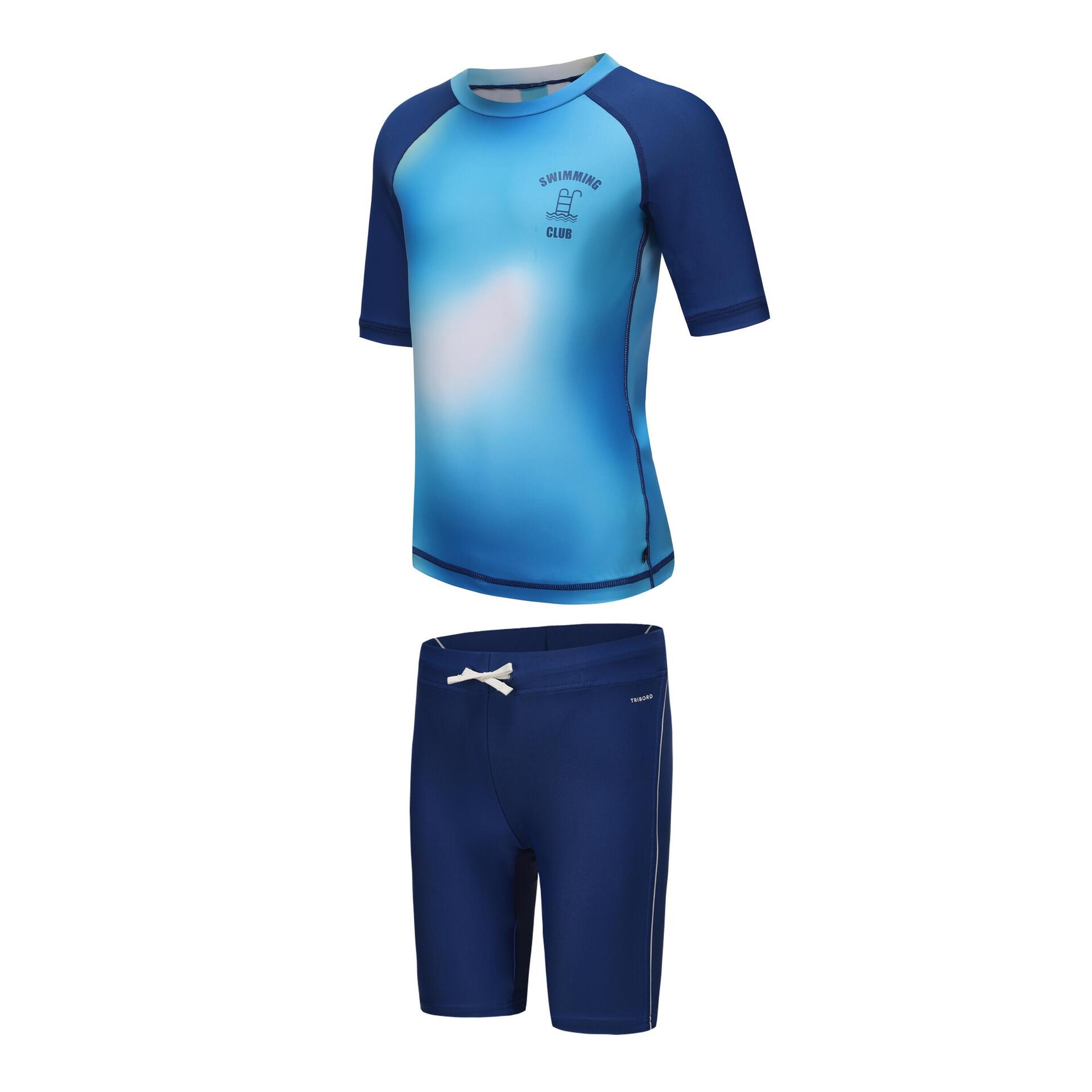 swimming BOY two-piece mid-leg shorty GRADIENT BLUE