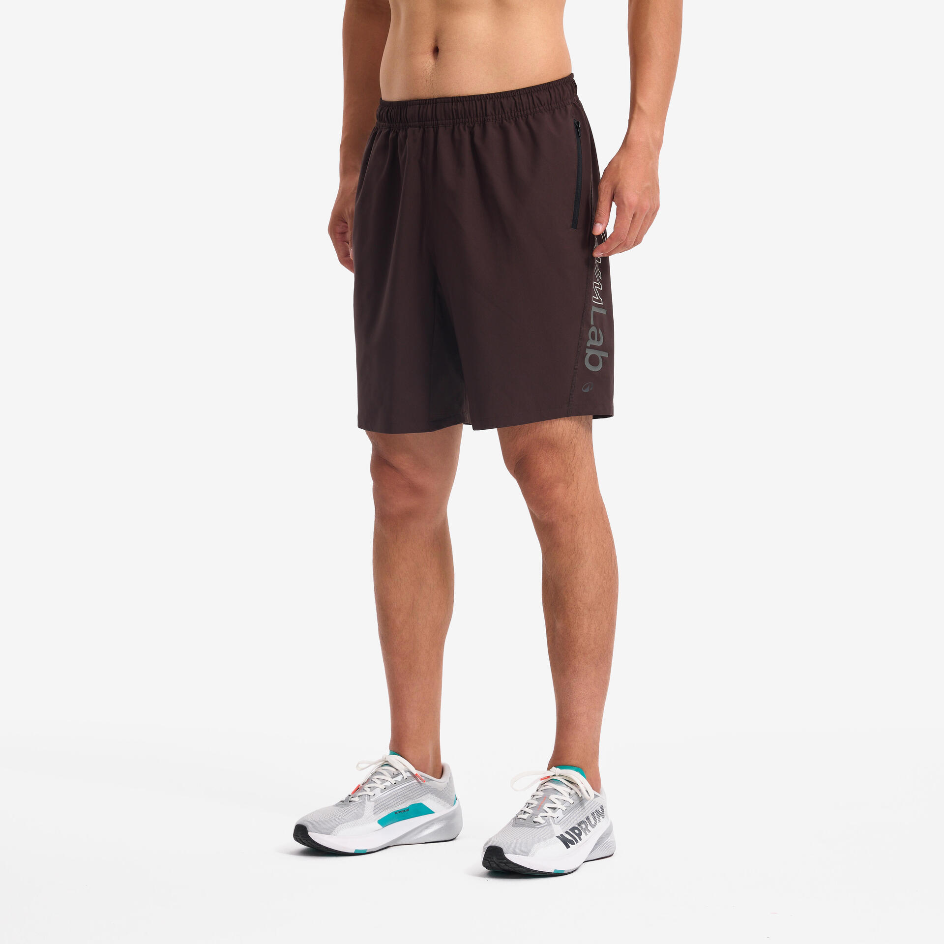 Men's Breathable Fitness Shorts with Zip-Up Pockets - Dark Brown