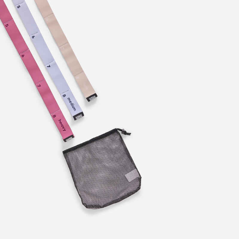 Pilates Elastic Bands Tri-Pack 7, 10, and 15 kg Resistance - Decathlon