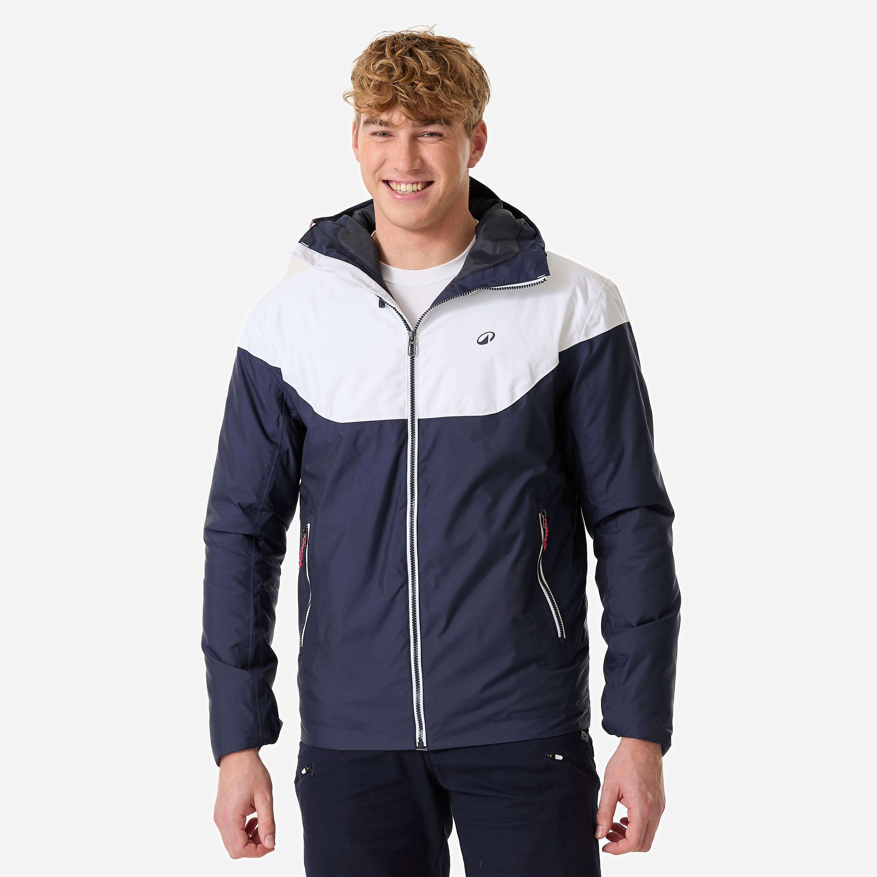 Men’s sailing warm waterproof jacket - Sailing 100 blue and white ...