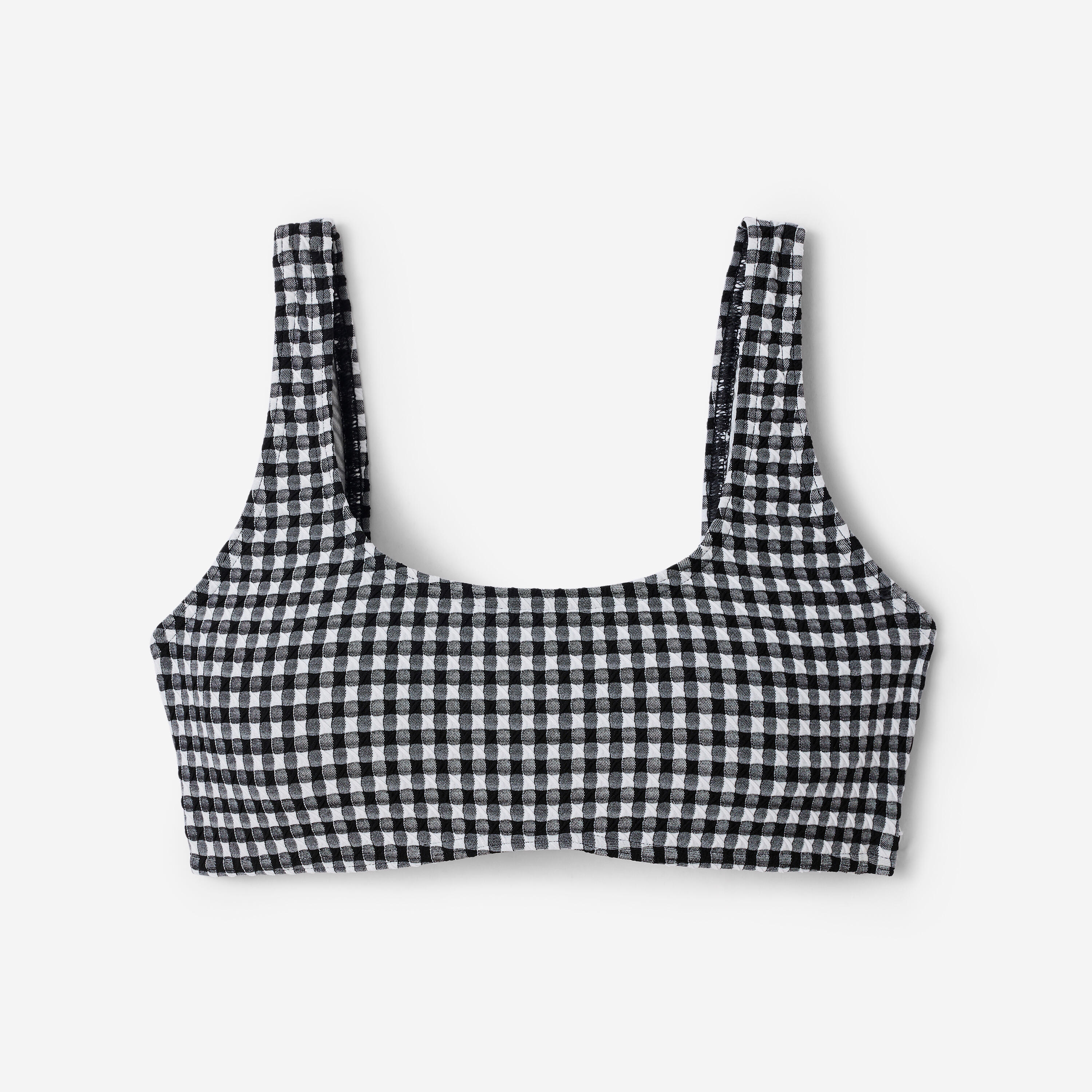 Haut de maillot de bain brassière surf femme, Aurely vichy noir et ...