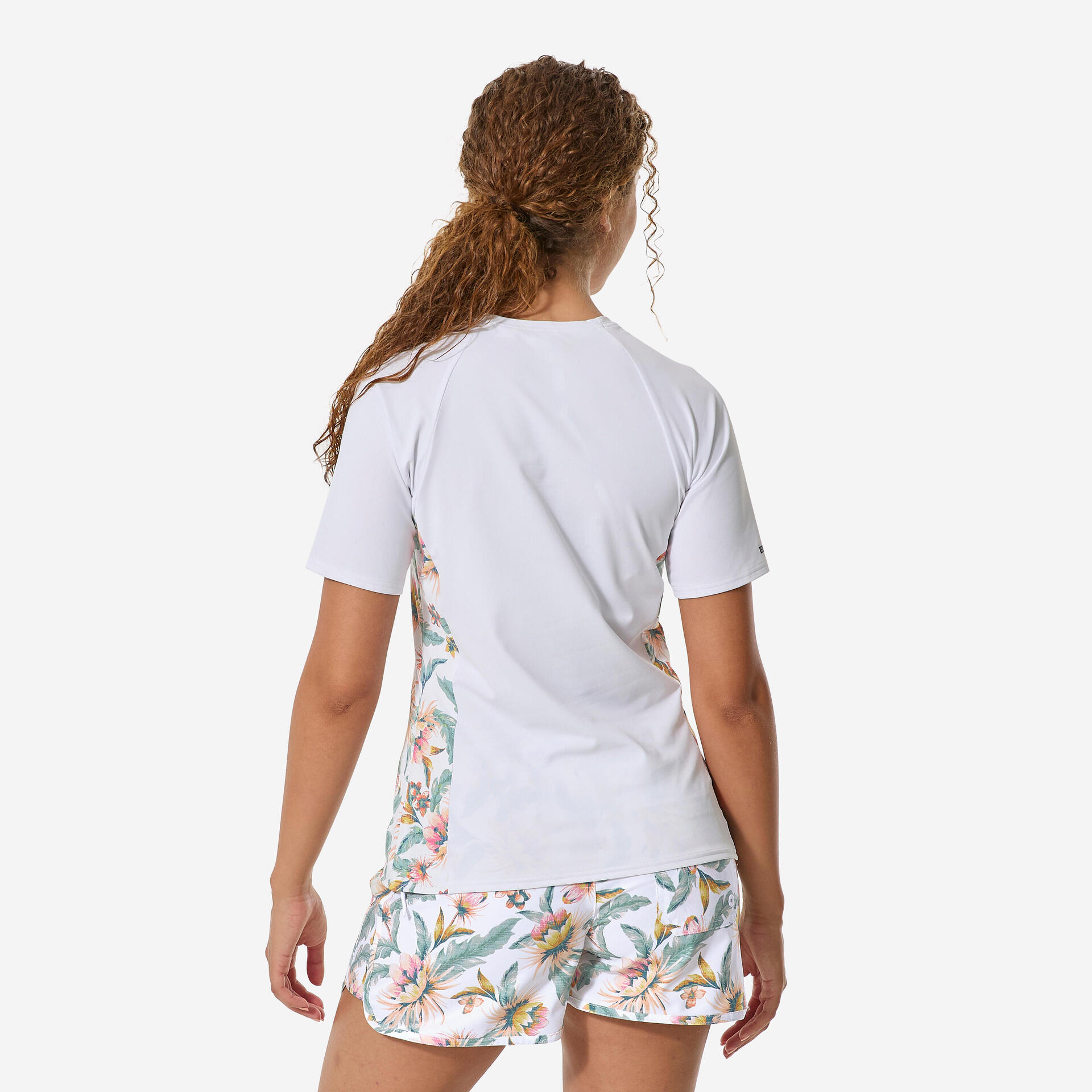 Women's UV protection short sleeve surfing Rash guard - Kanika white