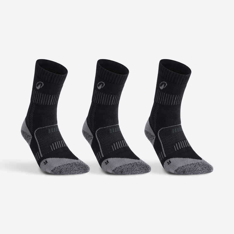 High Sports Socks RS 900 Tri-Pack - Black/Grey - Decathlon