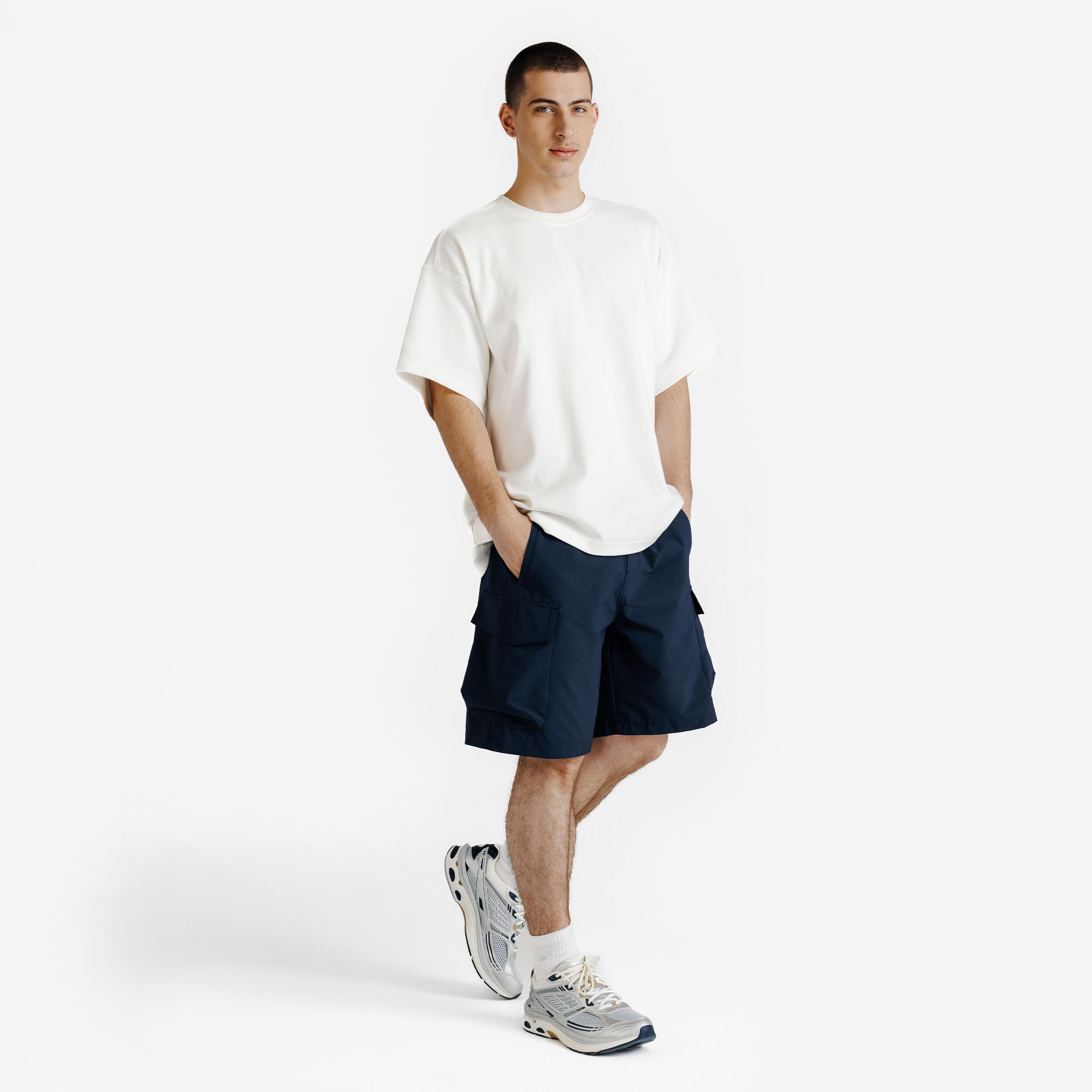 SPORTSWEAR MEN SEERSUCKER SHORT-asphalt blue | Decathlon