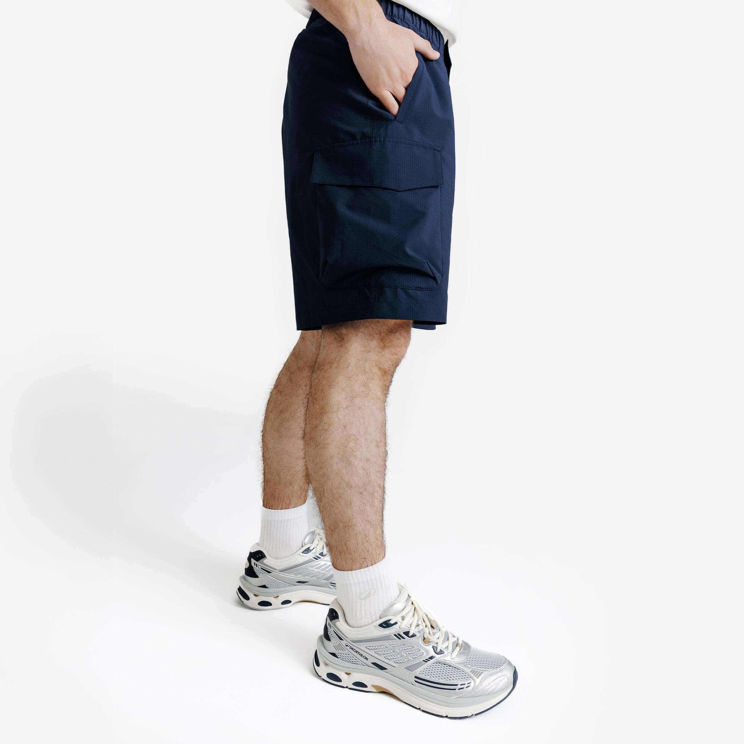 SPORTSWEAR MEN SEERSUCKER SHORT-asphalt blue DECATHLON | Decathlon