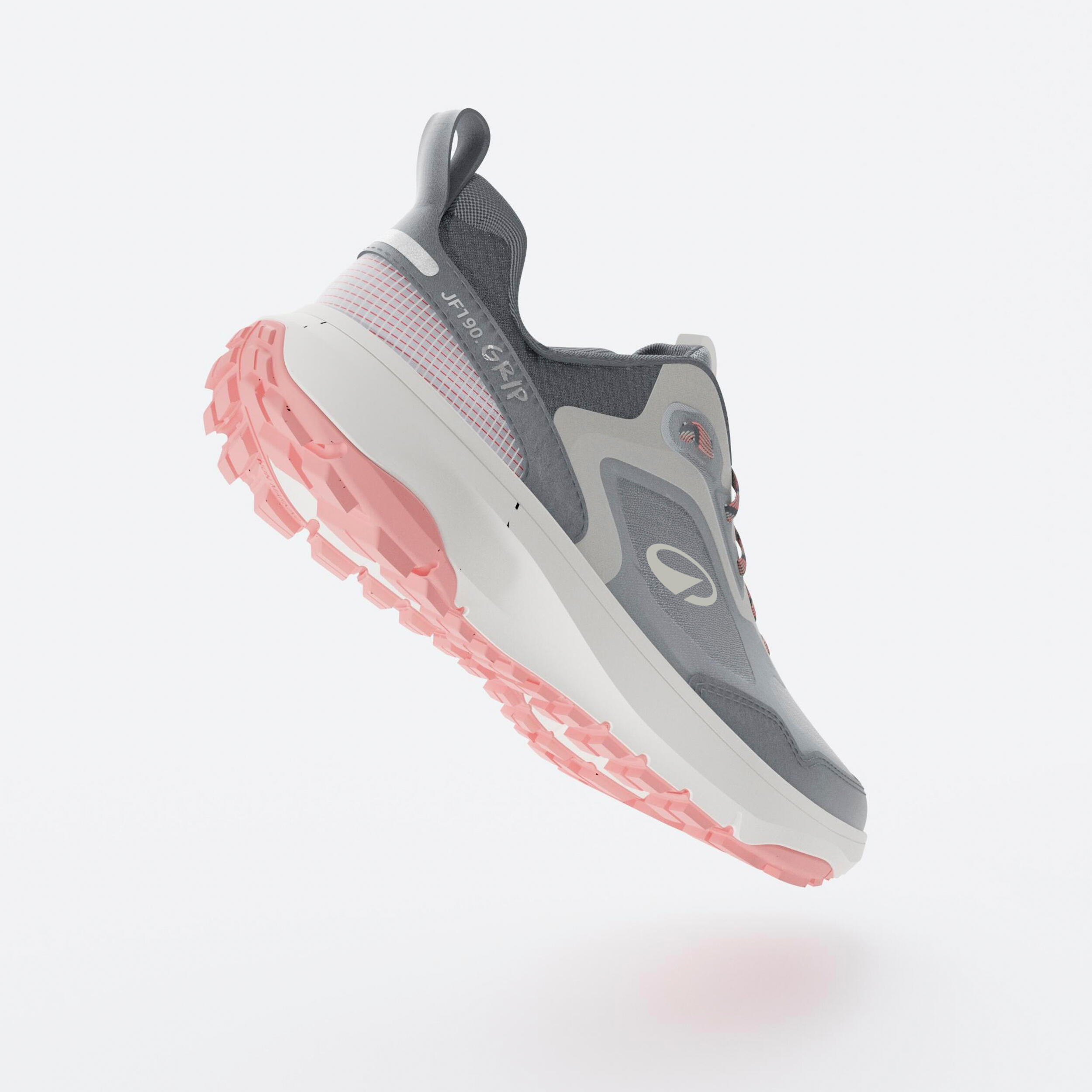 Women's Running and Trail shoes, JF190 Grip Grey Pink - Decathlon