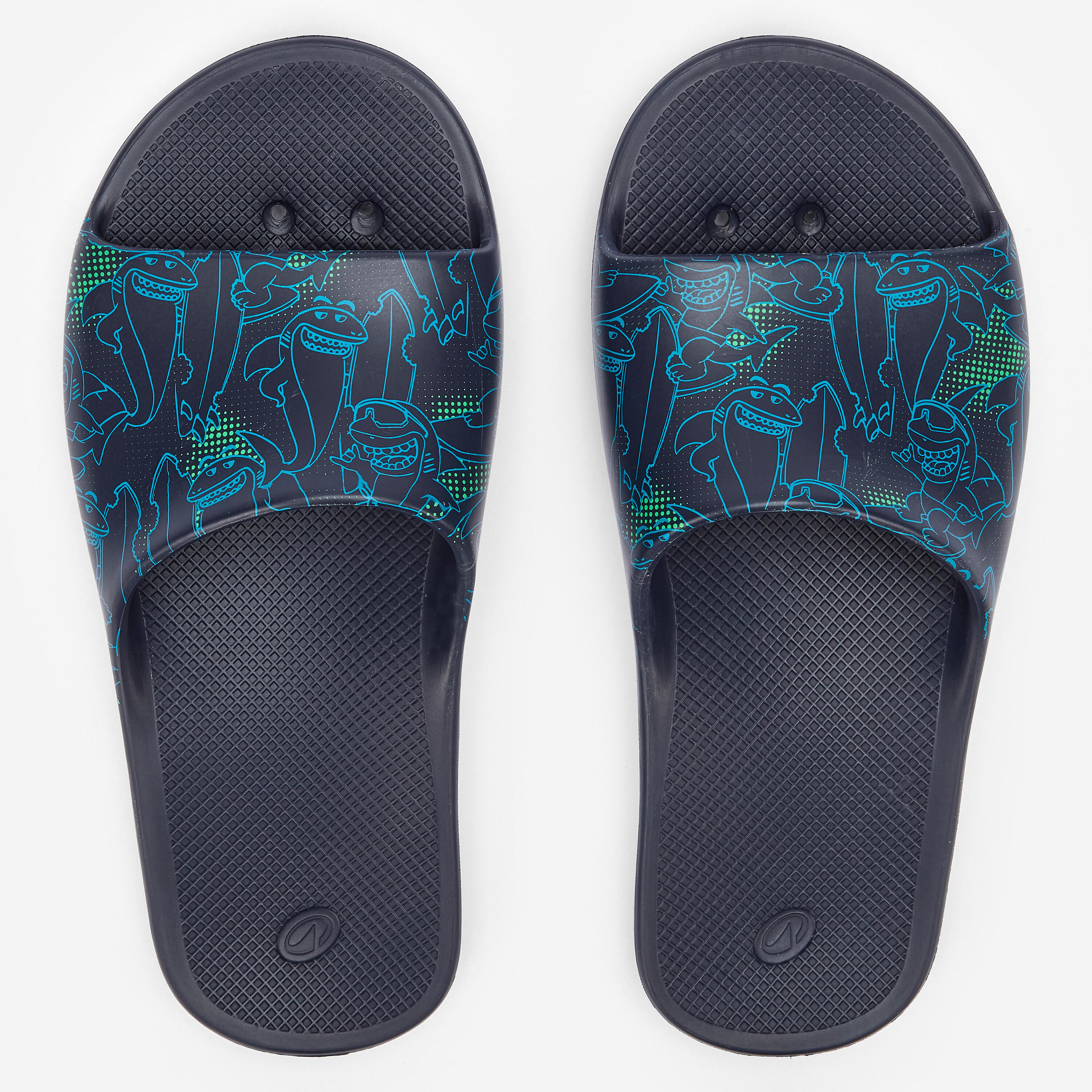Chanclas Piscina Slap 500 Niños Azul Marino Shark | Decathlon