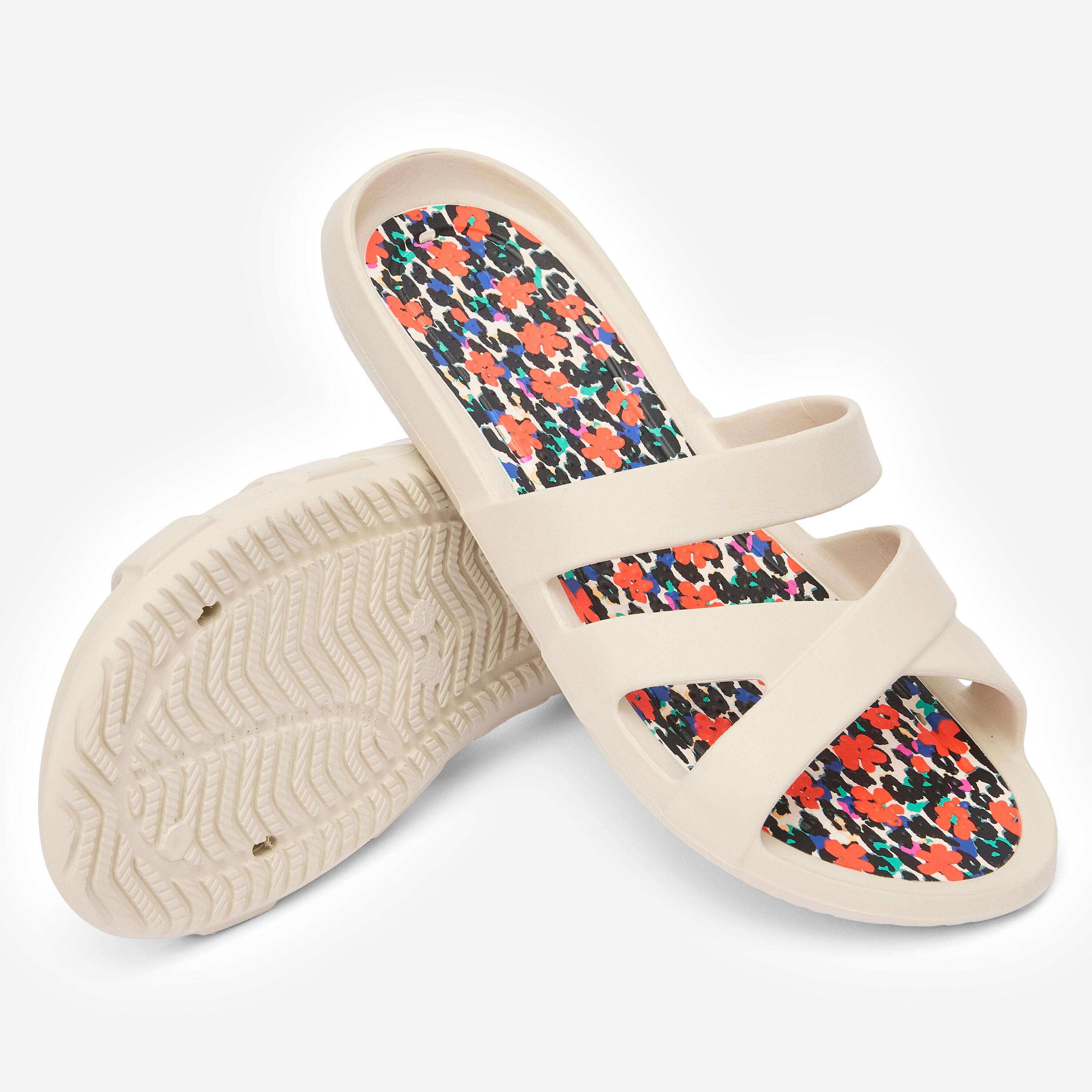 Chanclas Piscina Slap 500 Mujer Beis Graou | Decathlon