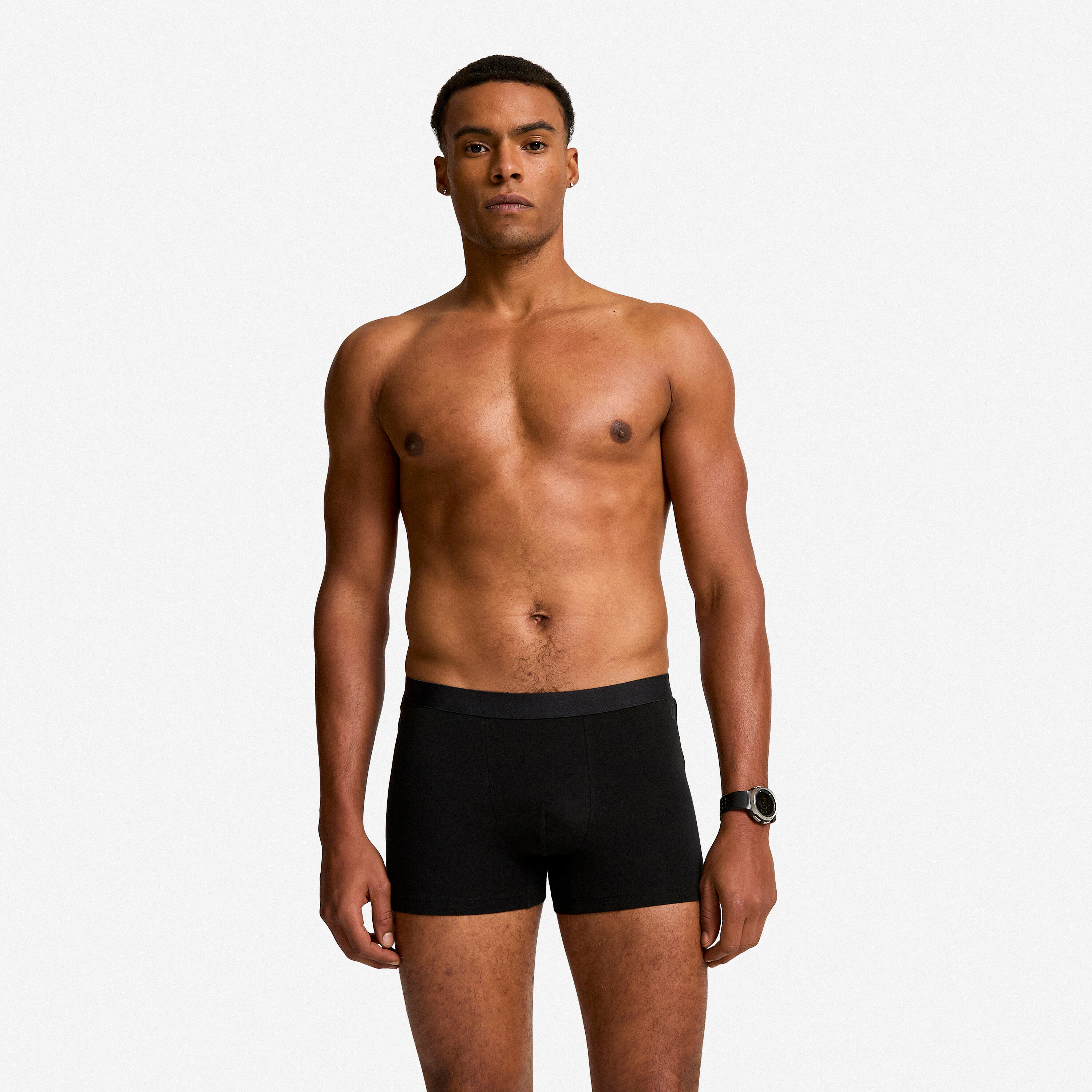 Men's Short Cotton Boxers 2-Pack - Black - Decathlon