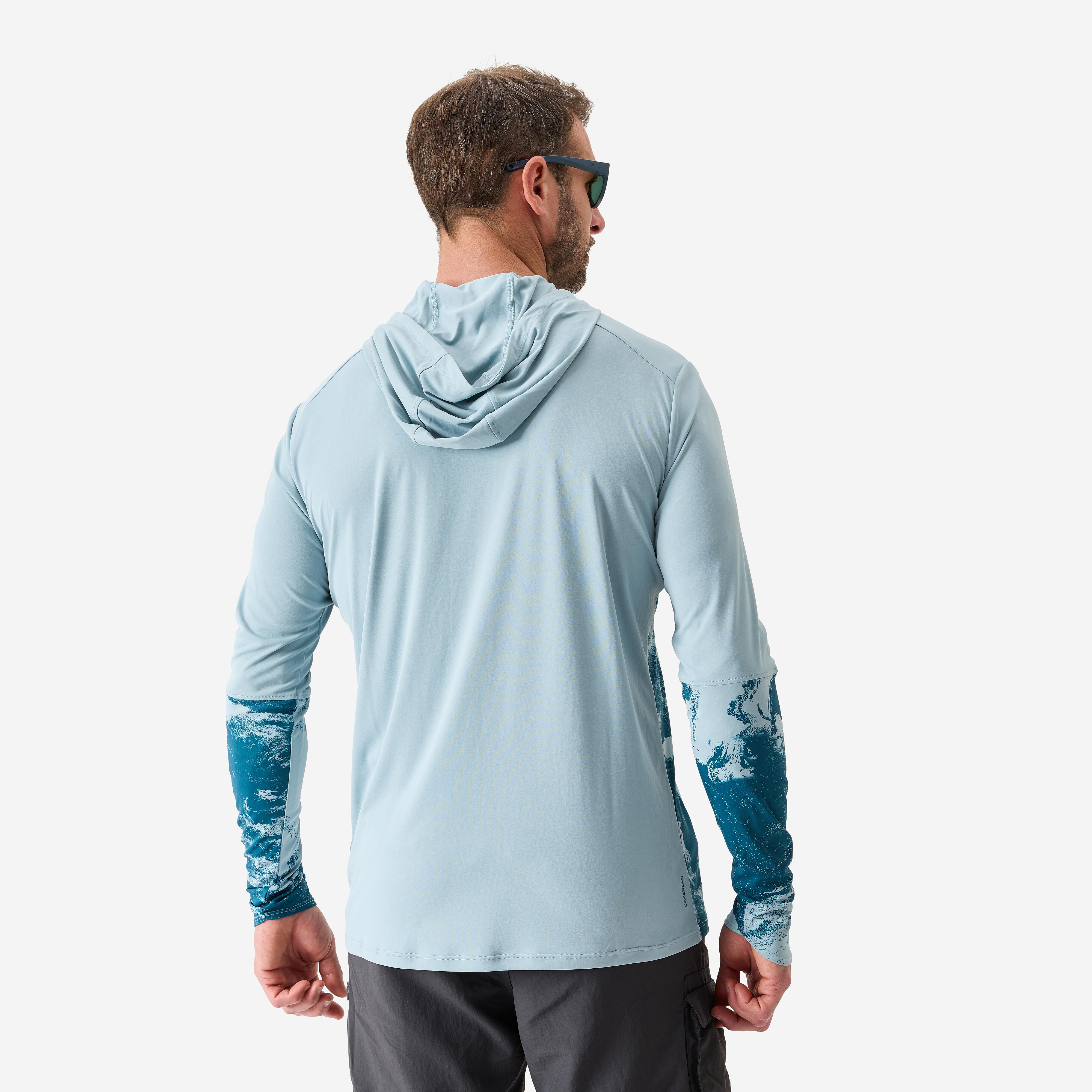 Fishing anti-UV t-shirt 500 with hood UPF 50+ Blue - Decathlon
