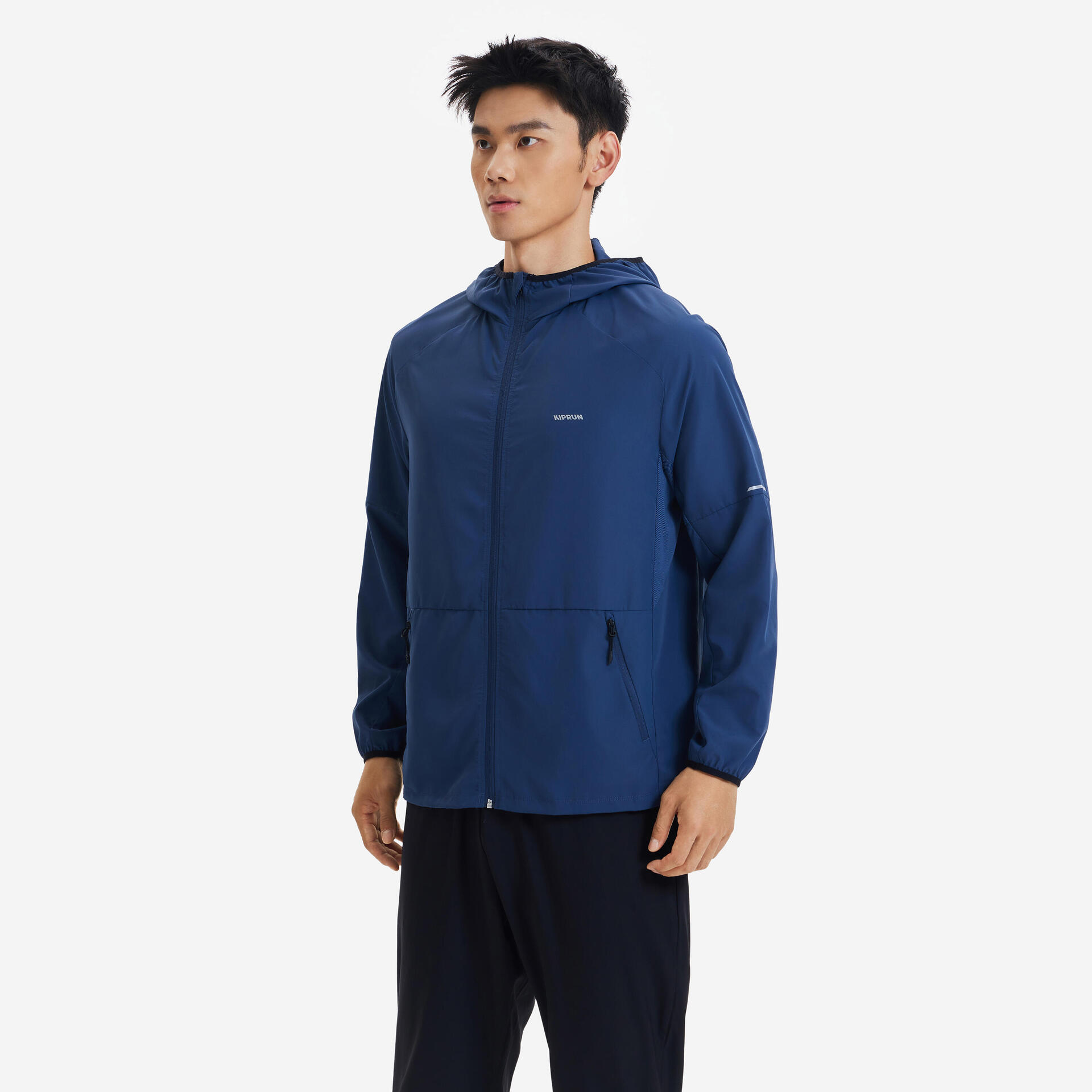 Jacket wind & sun protect Man, Kiprun WIND 100 abyss blue