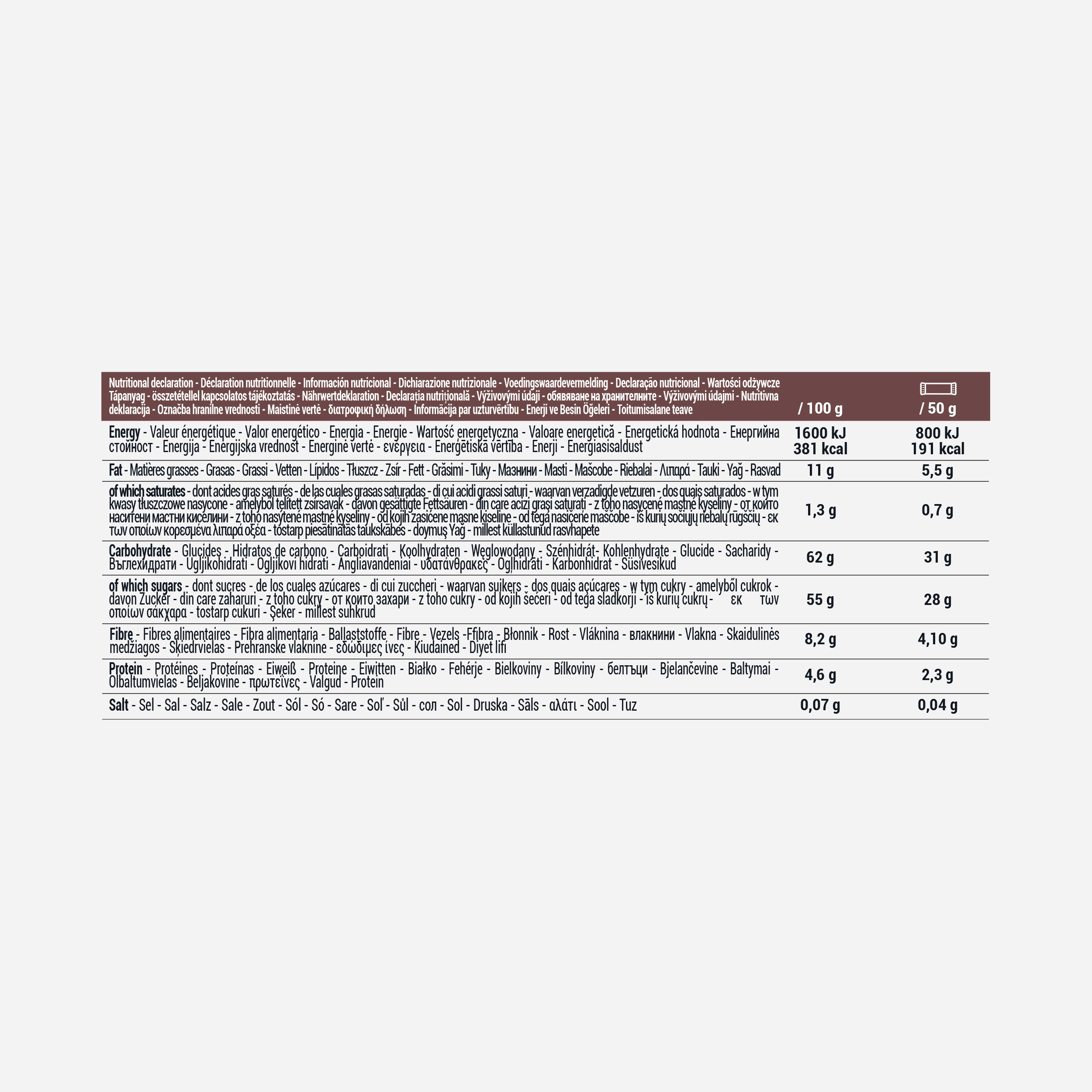 Date and raisin bar 1:0.8 cocoa x5, co-designed with Decathlon CMA CGM ...