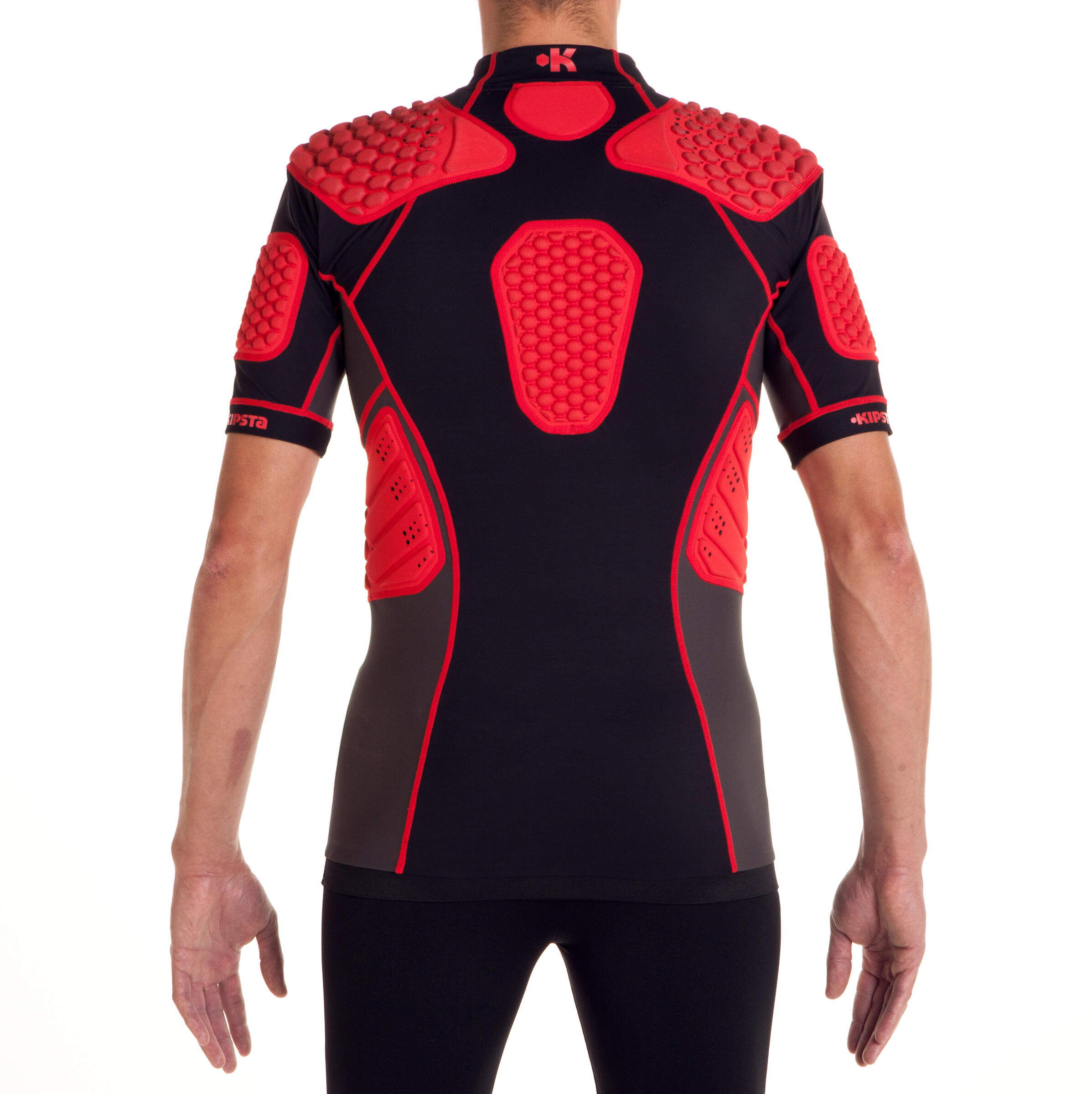 Full H 700 Adult Rugby Shoulder Pads - Black/Red KIPSTA | Decathlon