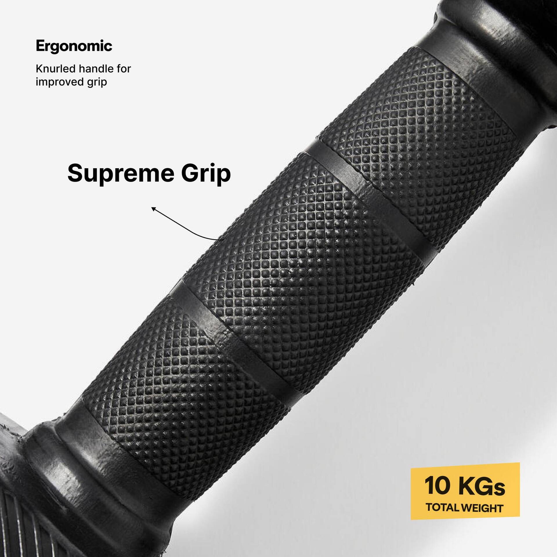 10 kg Cross Training and Weight Training Hexagonal Dumbbell - Black